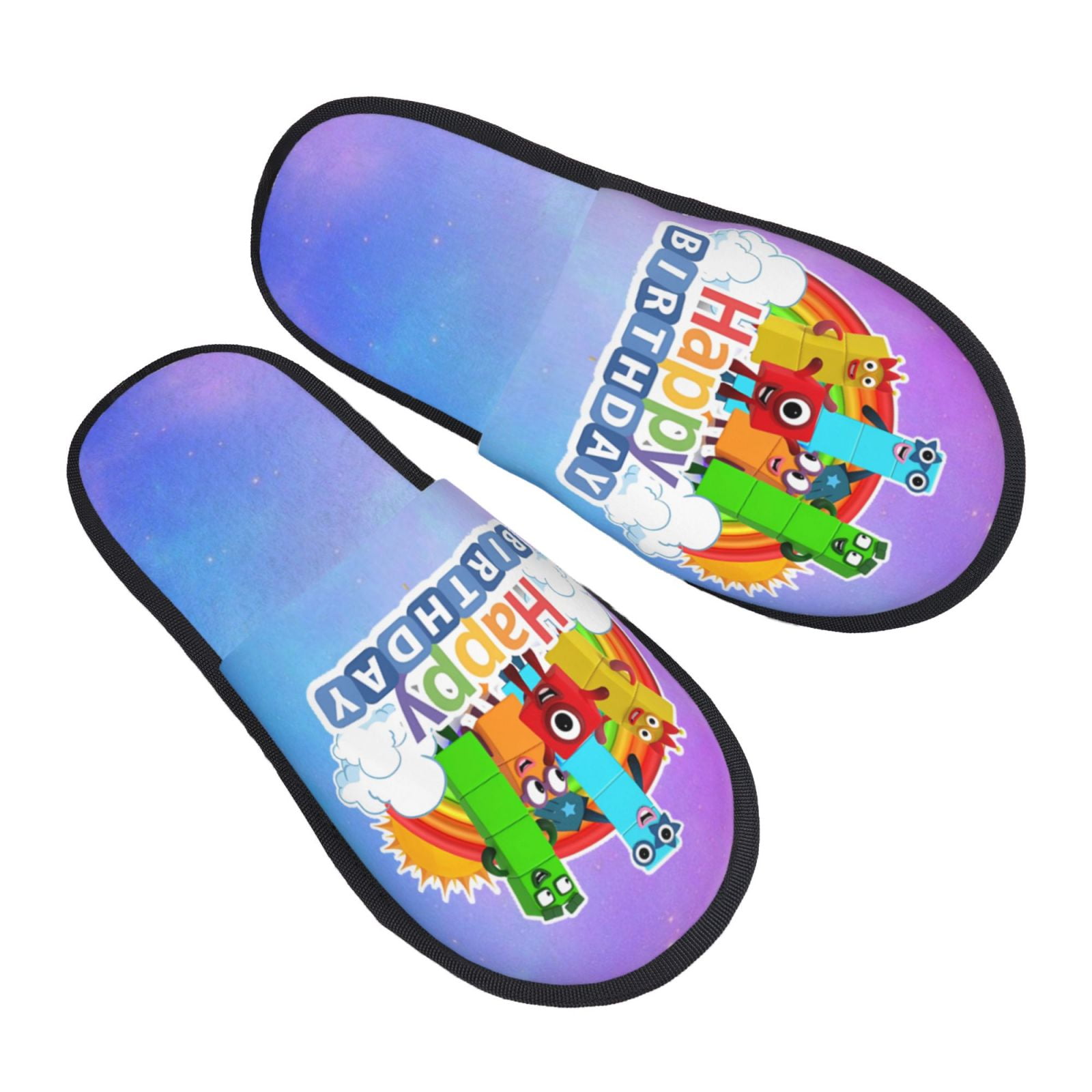 Numberblocks Furry Slippers For Men Women Fuzzy House Slippers Winter ...