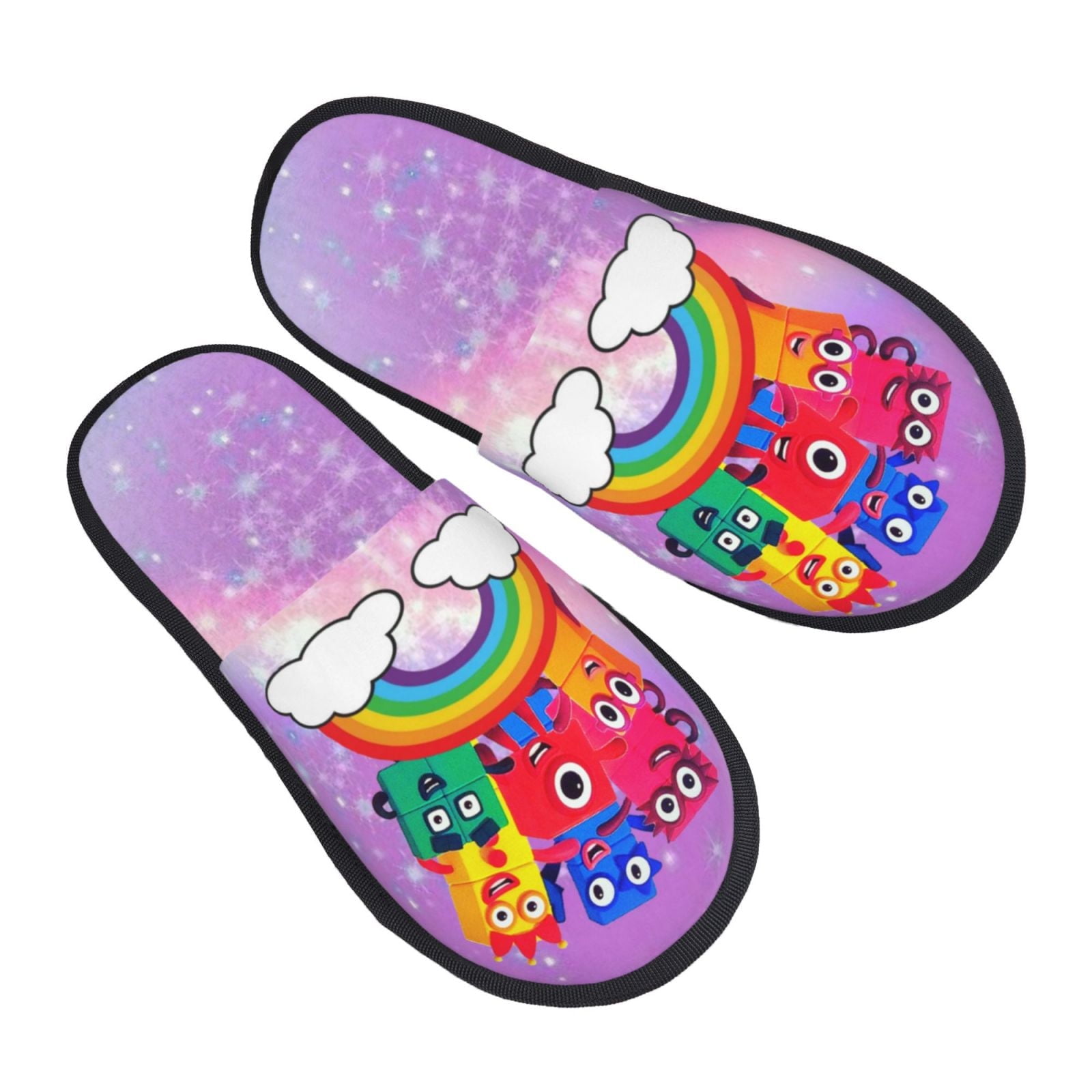 Numberblocks Furry Slippers For Men Women Fuzzy House Slippers Winter ...