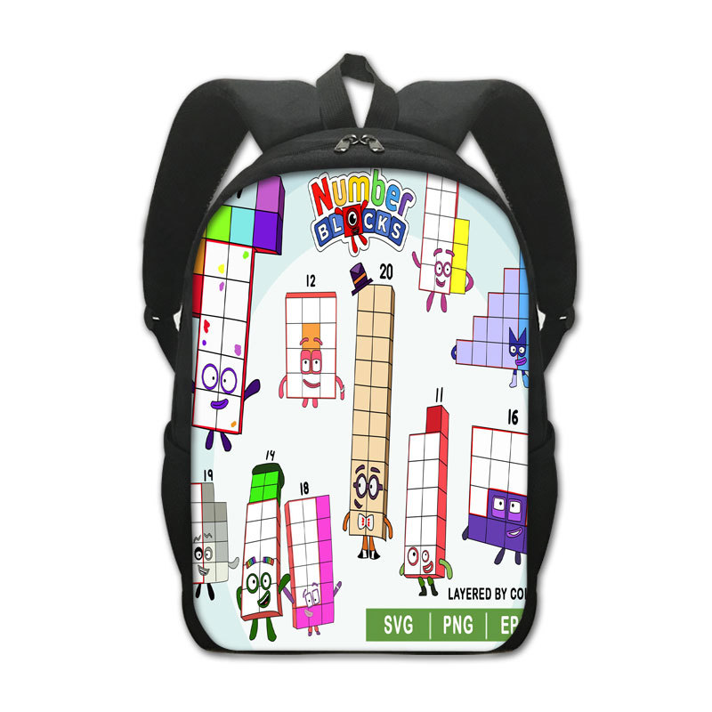 Numberblocks Games surrounding student backpack Polyester digital ...
