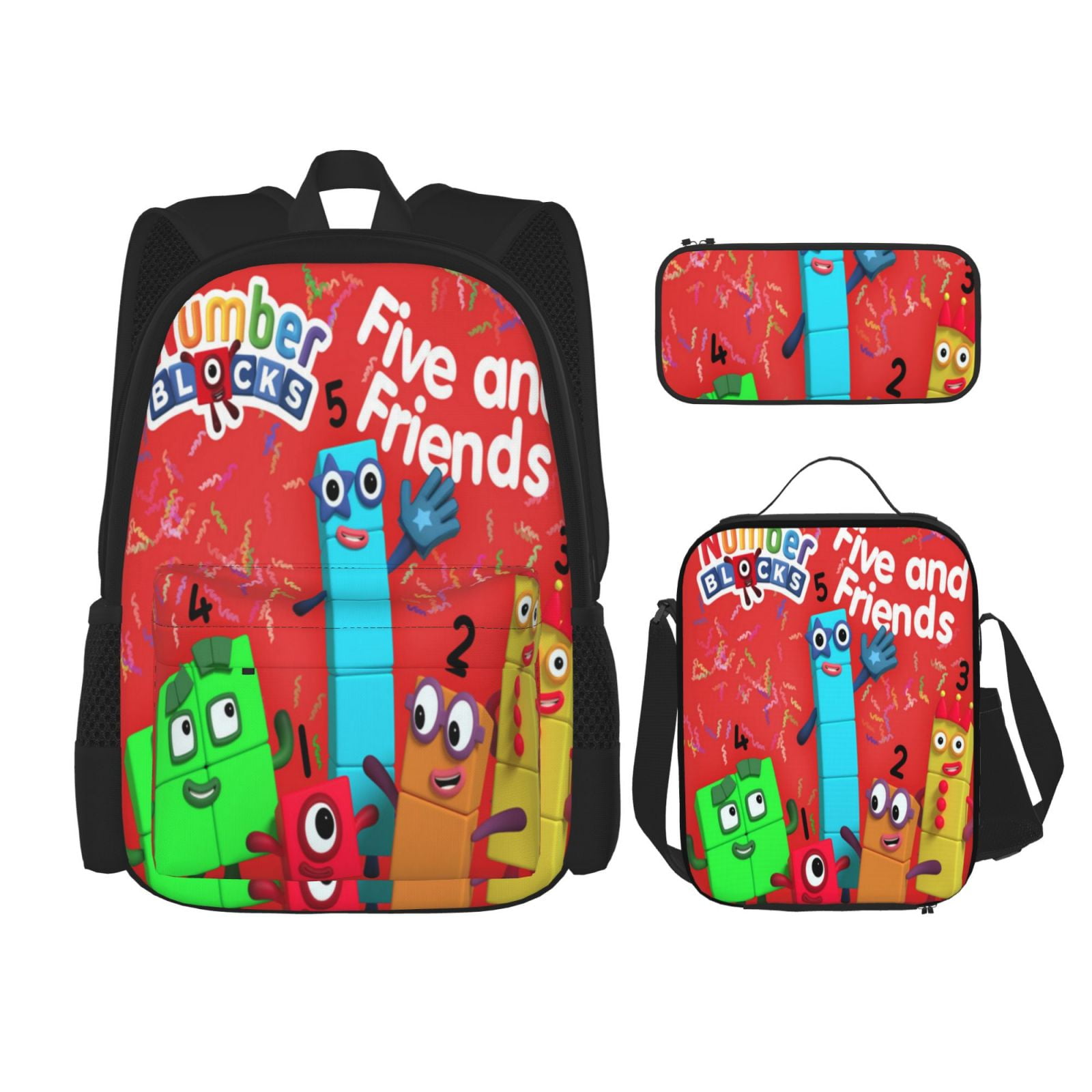 Numberblocks Goof Anime Print School Bag 3 Pcs Set, Backpack, Lunch Bag ...