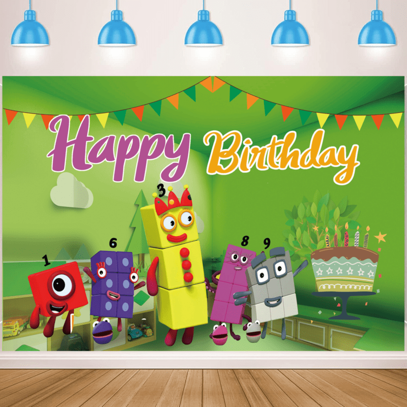 Numberblocks Happy Birthday Backdrop Banner Sign Poster Colorful ...