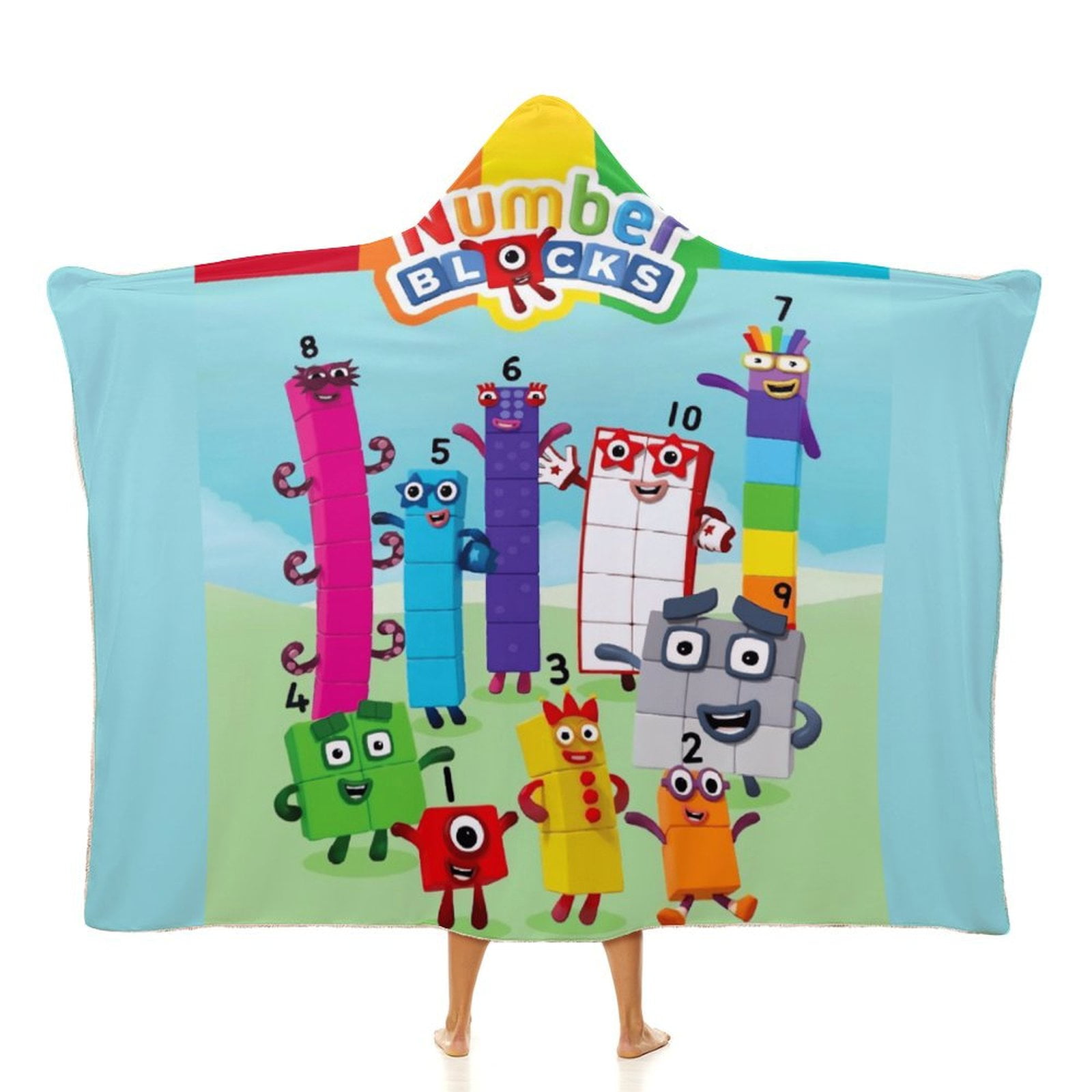 Numberblocks Hooded Blanket Cape Wrap Soft Wearable Blanket Hooded ...