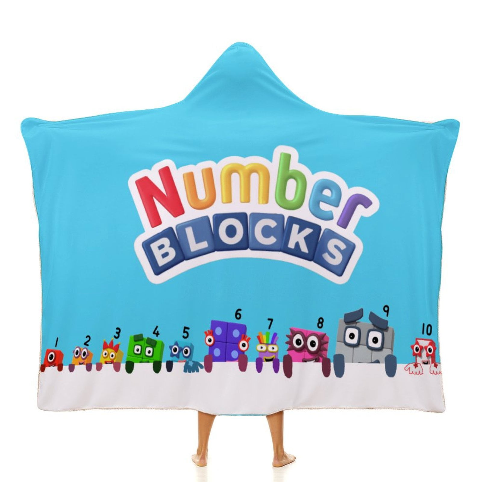 Numberblocks Hooded Blanket Cape Wrap Soft Wearable Blanket Hooded ...
