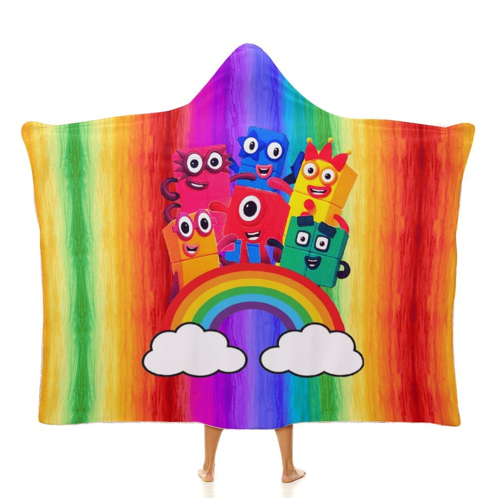 Numberblocks Hooded Blanket Cape Wrap Soft Wearable Blanket Hooded ...