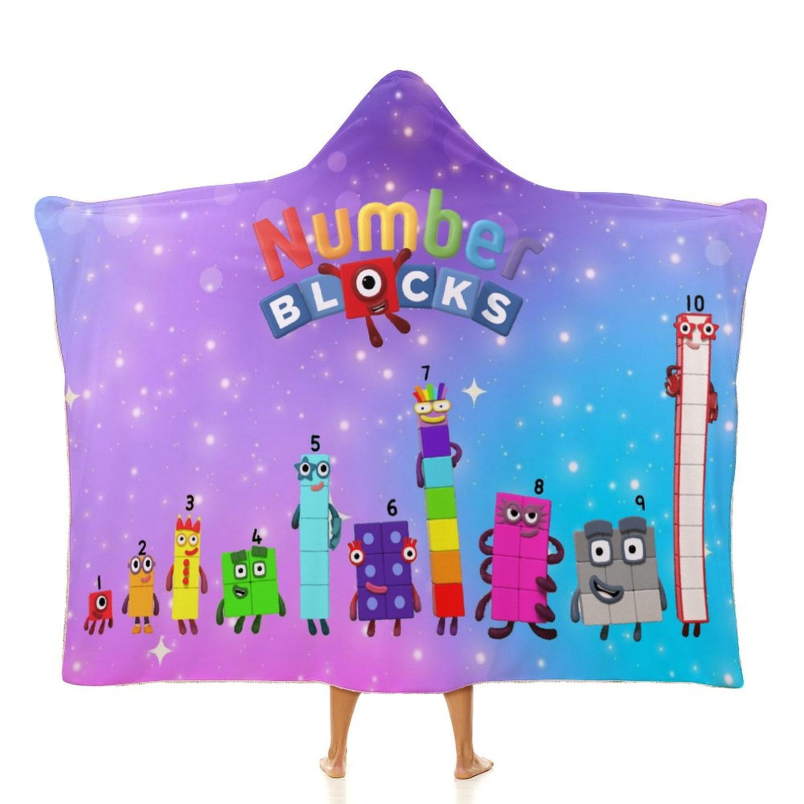 Numberblocks Hooded Blanket Cape Wrap Soft Wearable Blanket Hooded ...