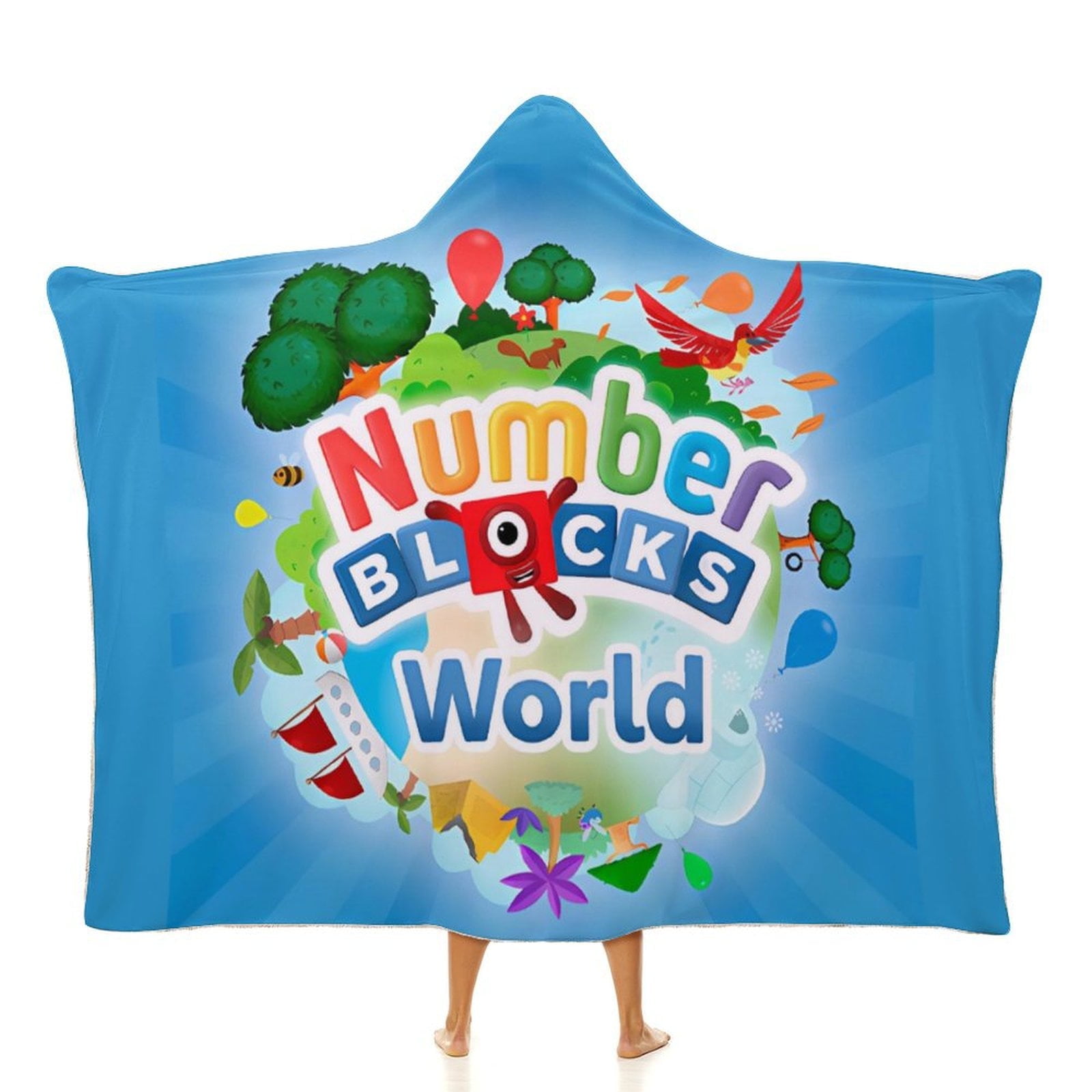 Numberblocks Hooded Blanket Cape Wrap Soft Wearable Blanket Hooded ...