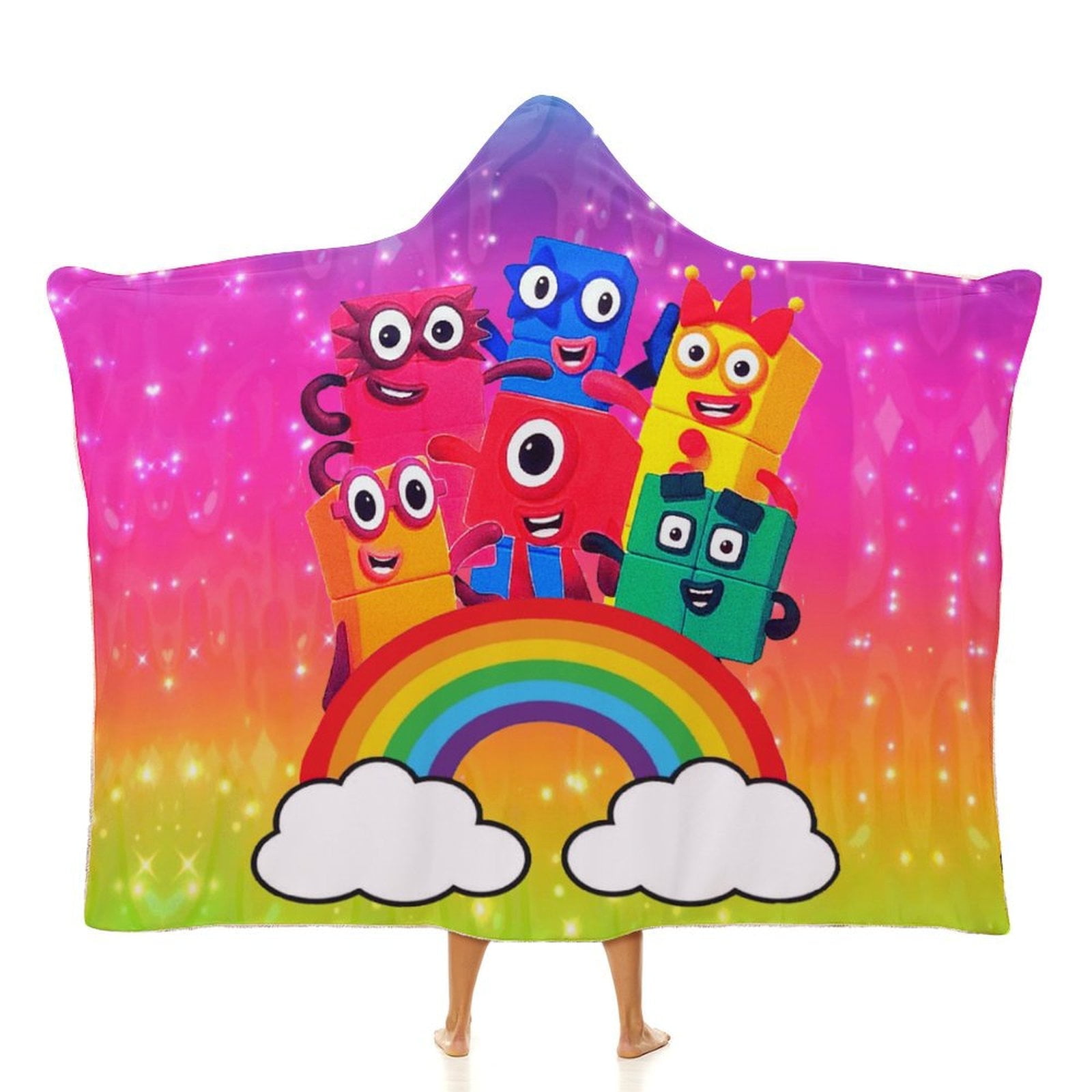 Numberblocks Hooded Blanket Cape Wrap Soft Wearable Blanket Hooded ...