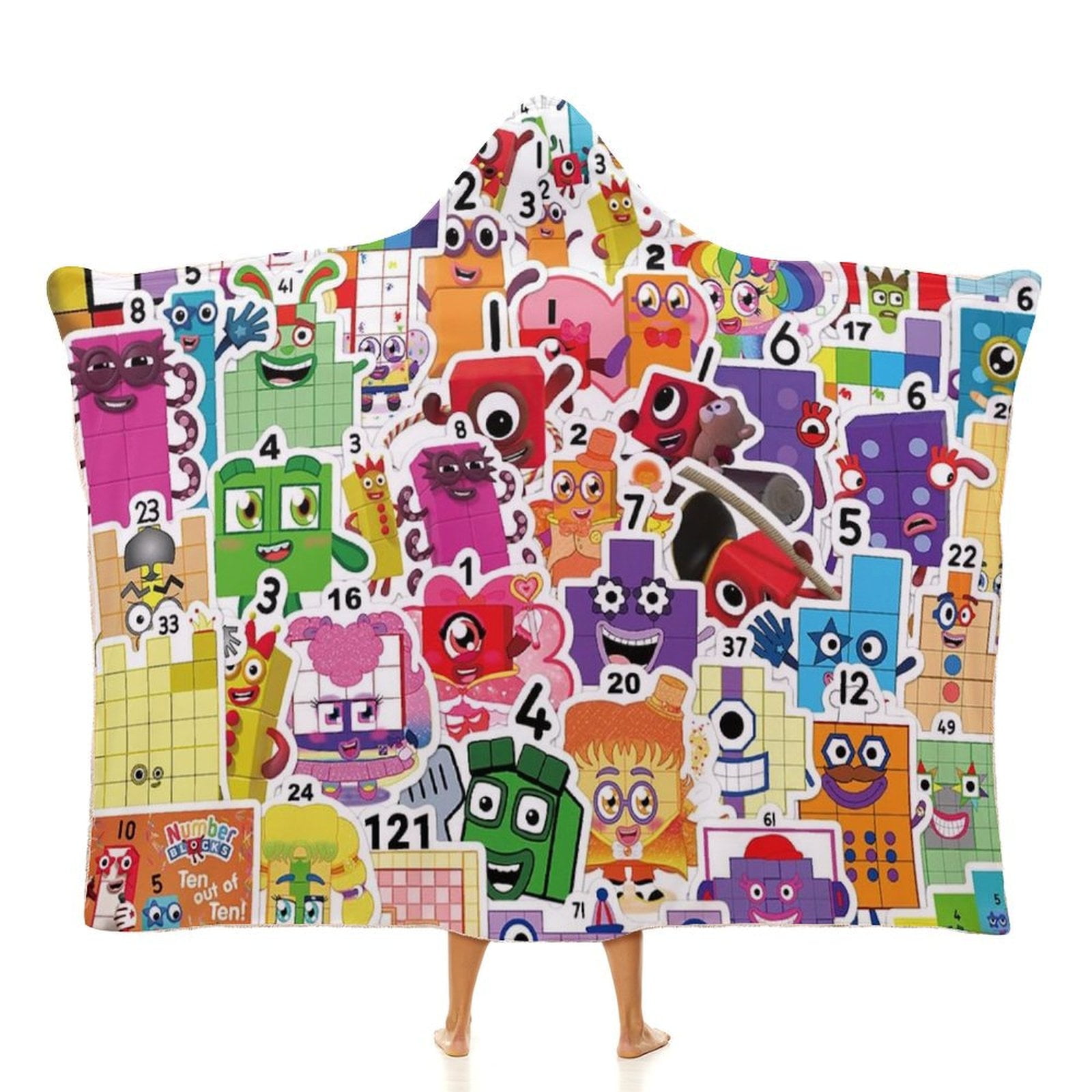 Numberblocks Hooded Blanket Cape Wrap Soft Wearable Blanket Hooded ...