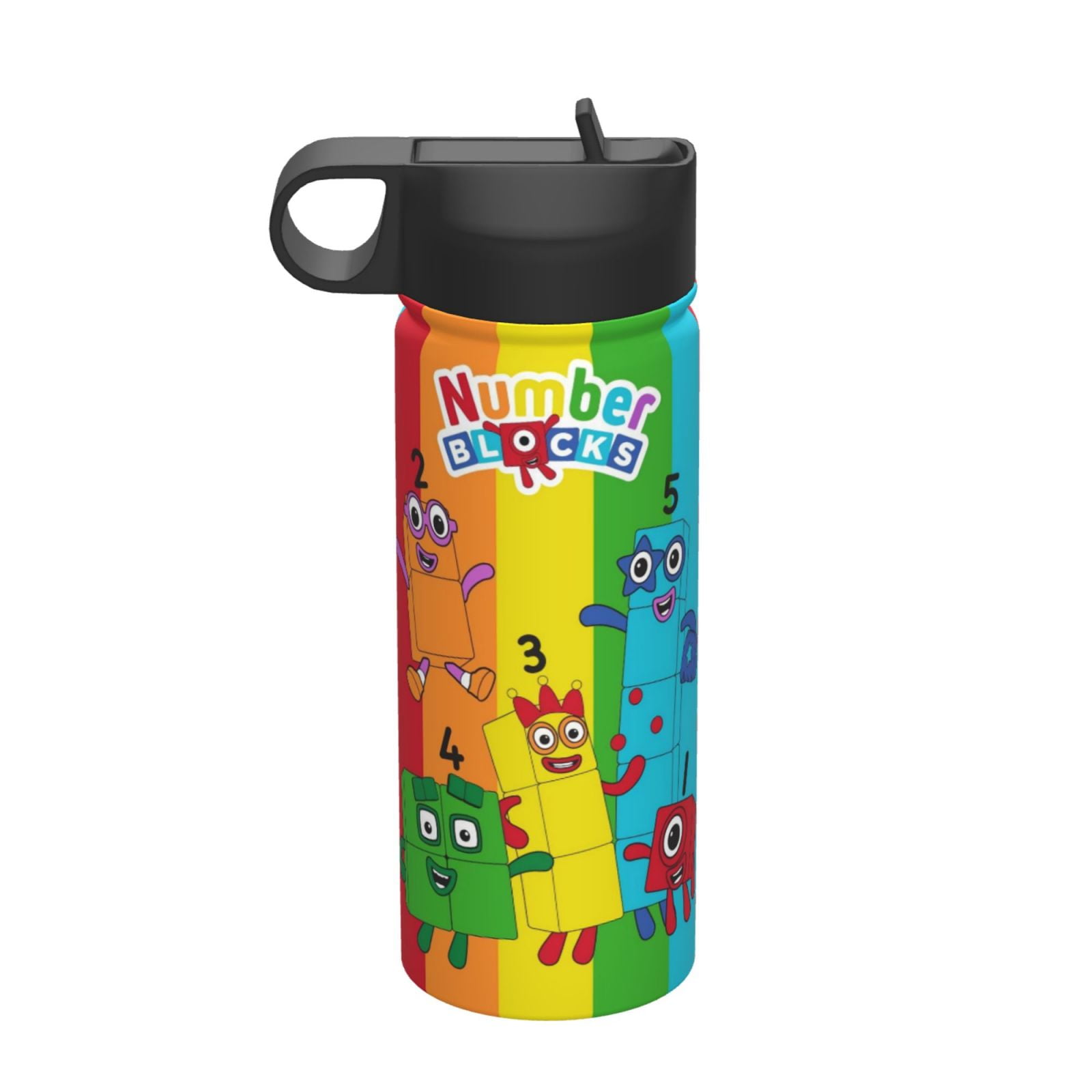 Numberblocks Insulated Water Bottle with Straw Lid, 18 oz Double Wall ...