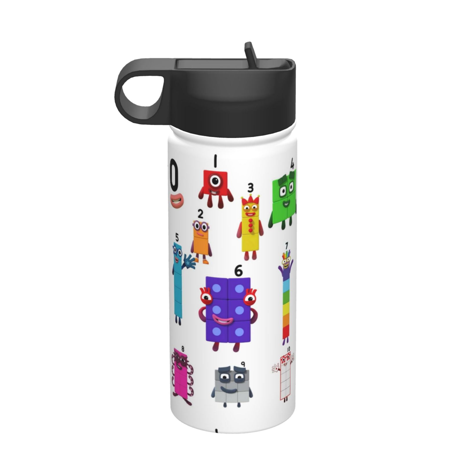 Numberblocks Insulated Water Bottle with Straw Lid, 18 oz Double Wall ...