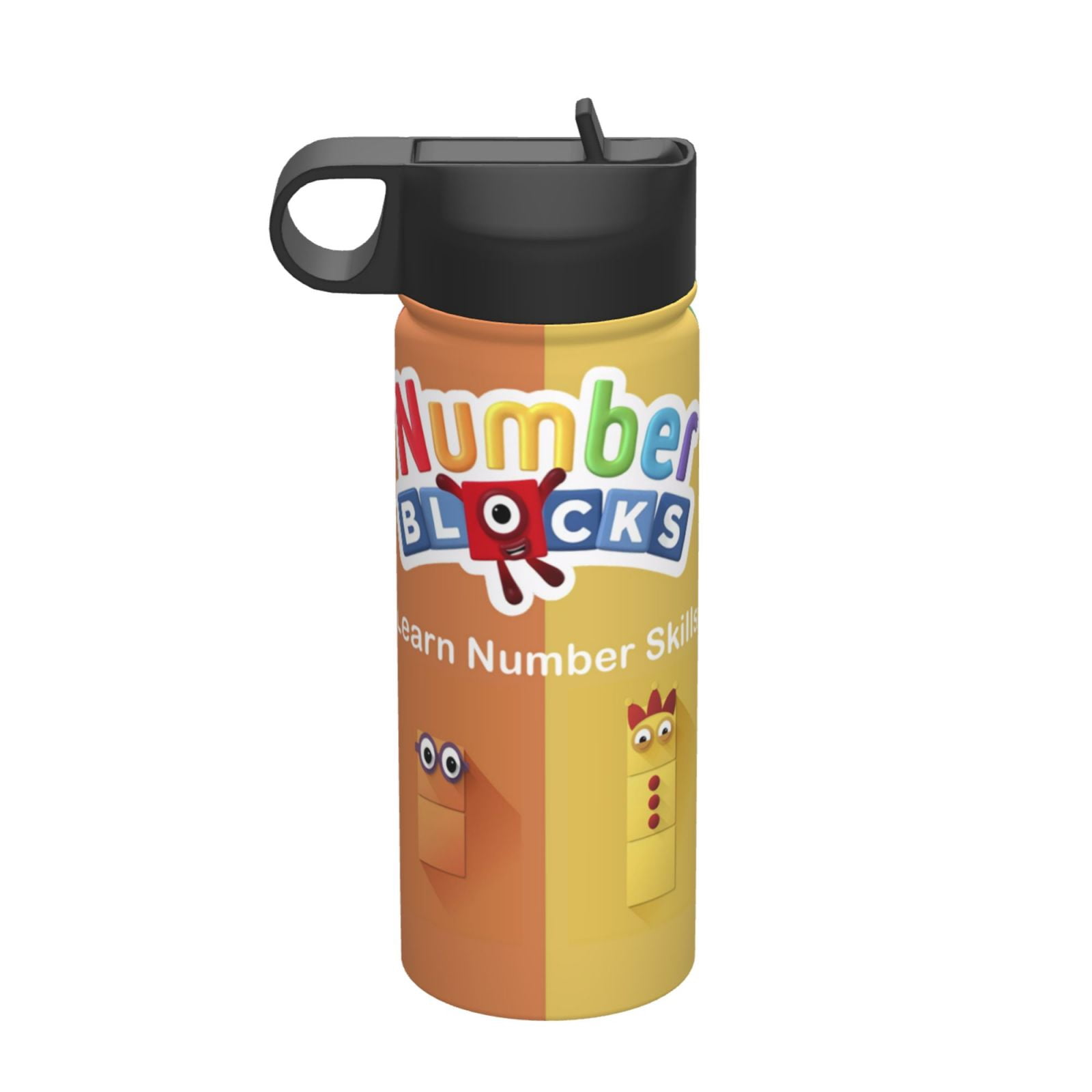 Numberblocks Insulated Water Bottle with Straw Lid, 18 oz Double Wall ...