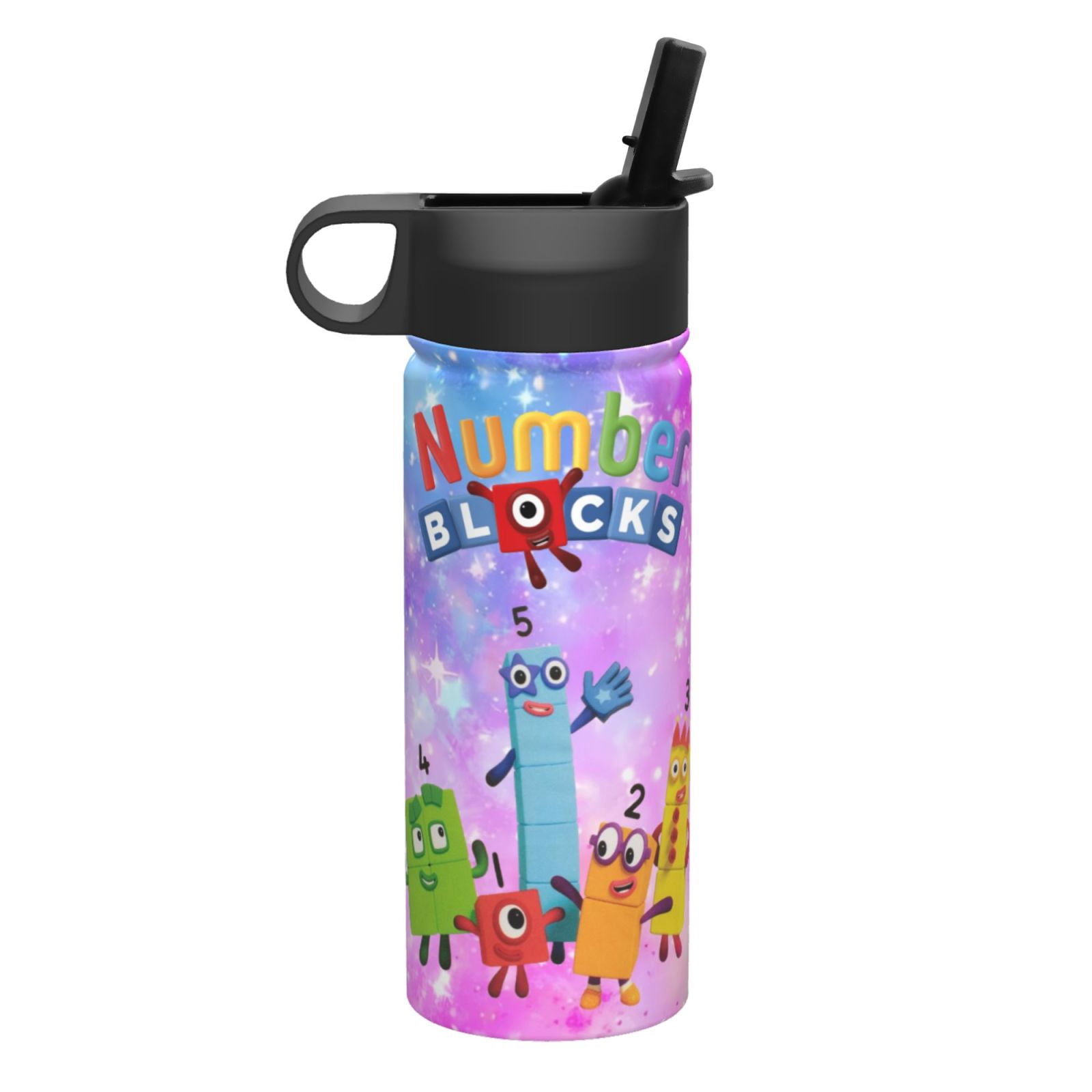 Numberblocks Kids Insulated Water Bottle With Straw - 18 Oz Stainless ...
