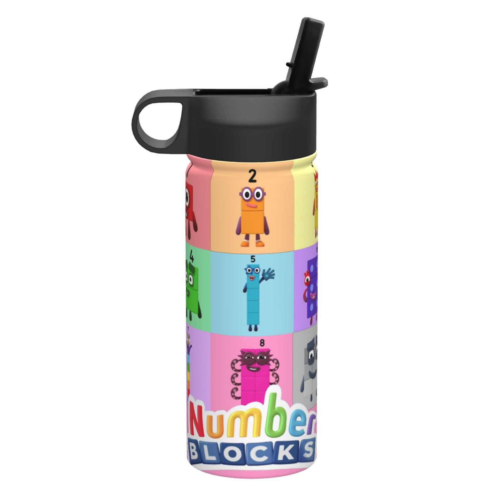 Numberblocks Kids Insulated Water Bottle With Straw - 18 Oz Stainless ...