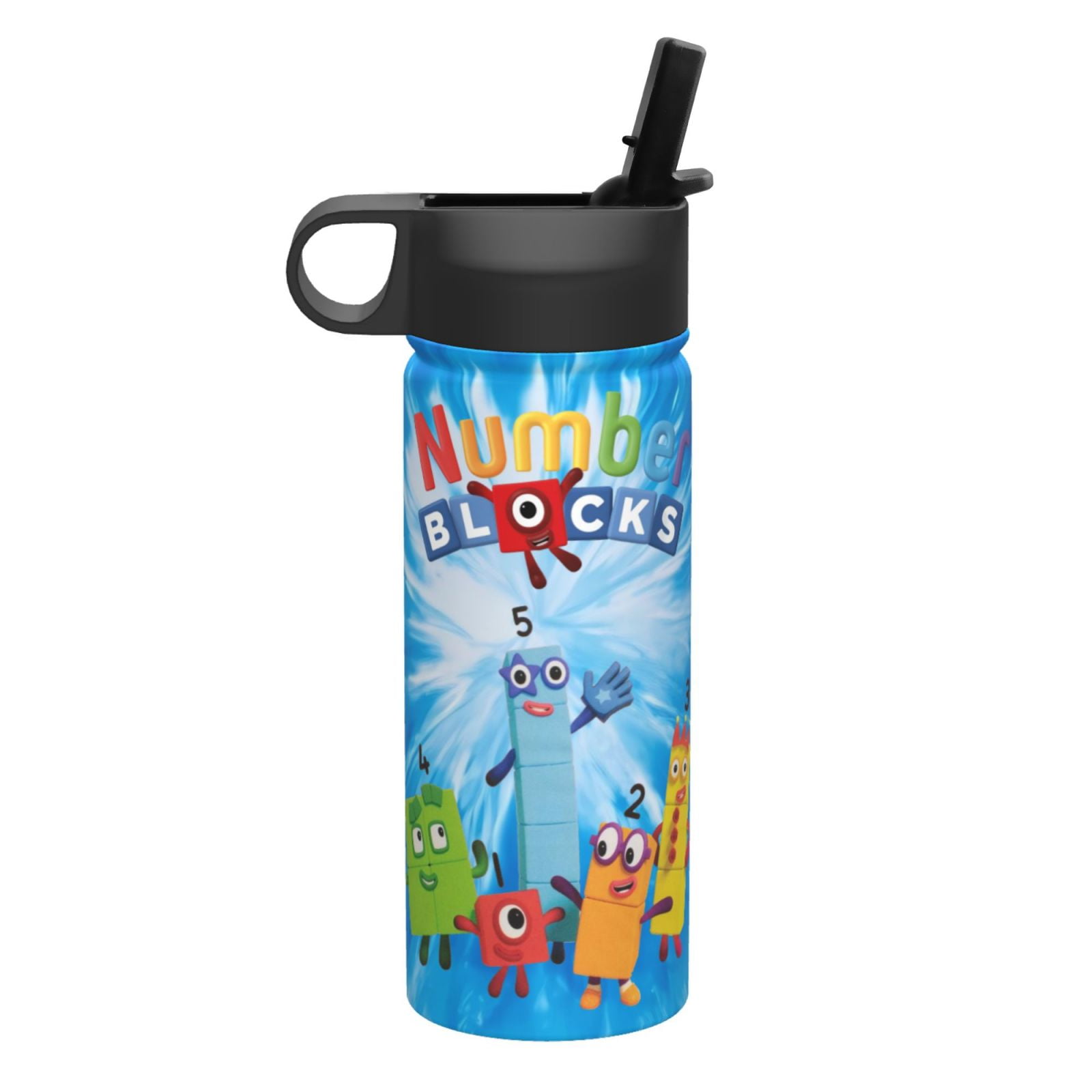 Numberblocks Kids Insulated Water Bottle With Straw - 18 Oz Stainless ...