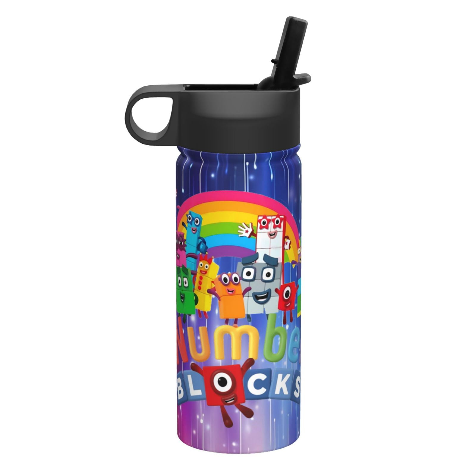 Numberblocks Kids Insulated Water Bottle With Straw - 18 Oz Stainless ...