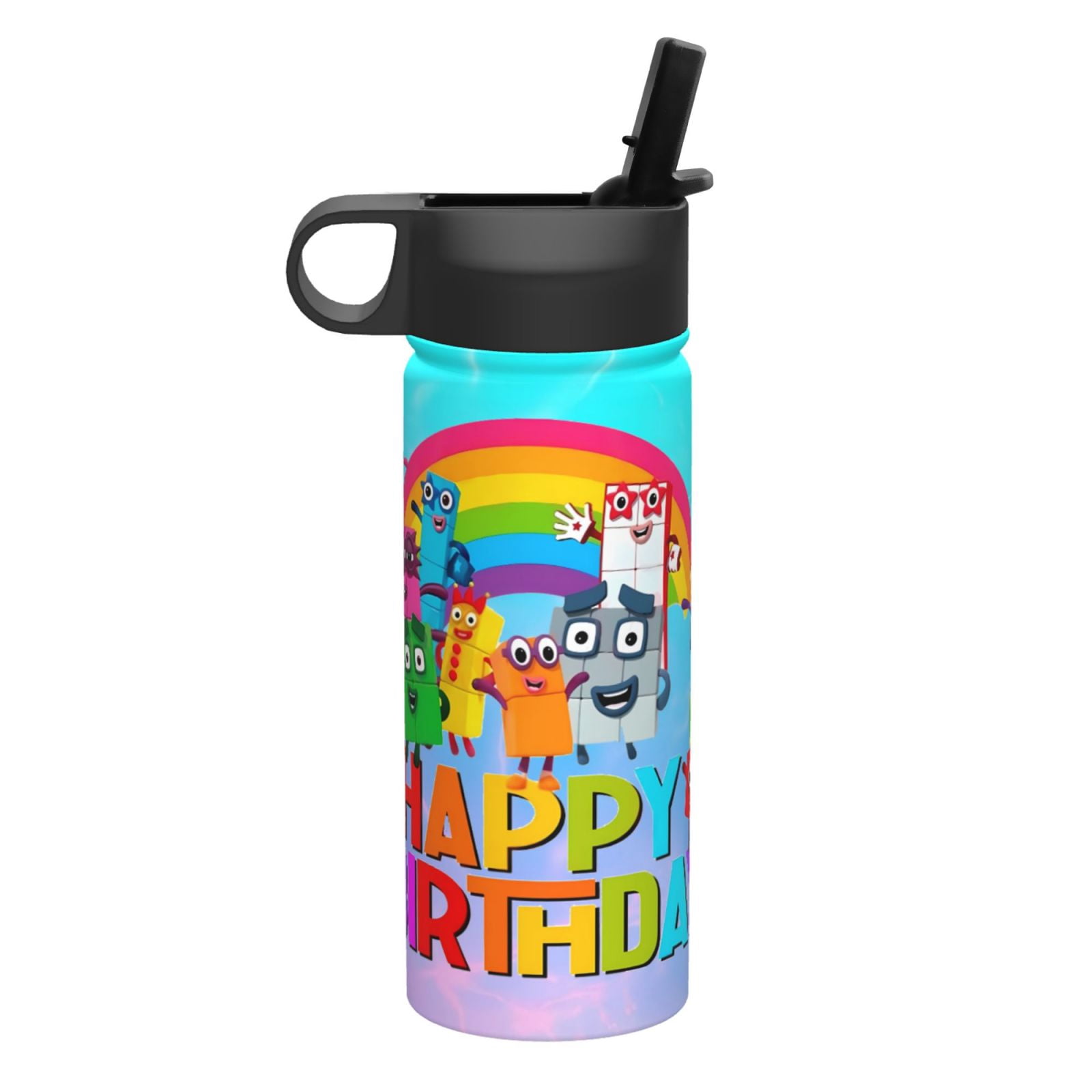 Numberblocks Kids Insulated Water Bottle With Straw - 18 Oz Stainless ...