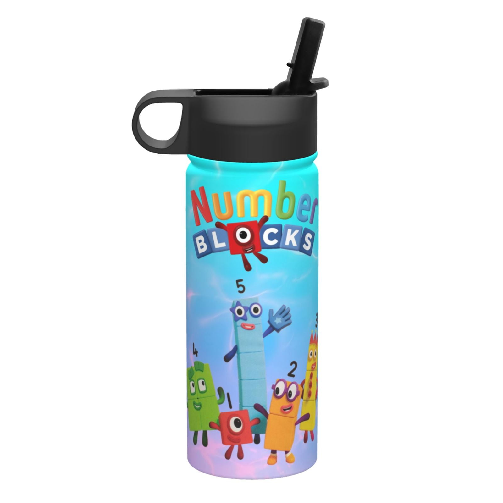 Numberblocks Kids Insulated Water Bottle With Straw - 18 Oz Stainless ...