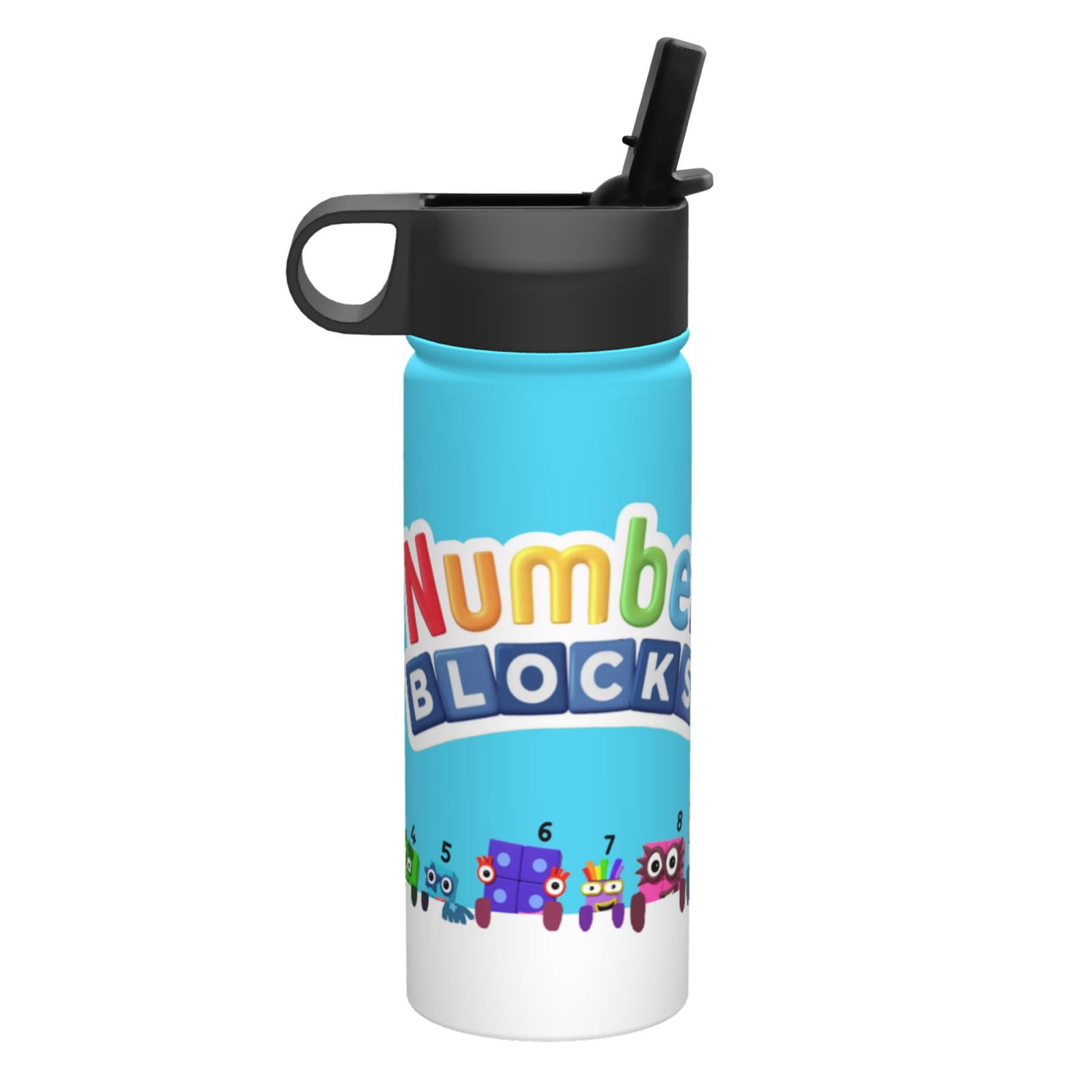 Numberblocks Kids Insulated Water Bottle With Straw - 18 Oz Stainless ...