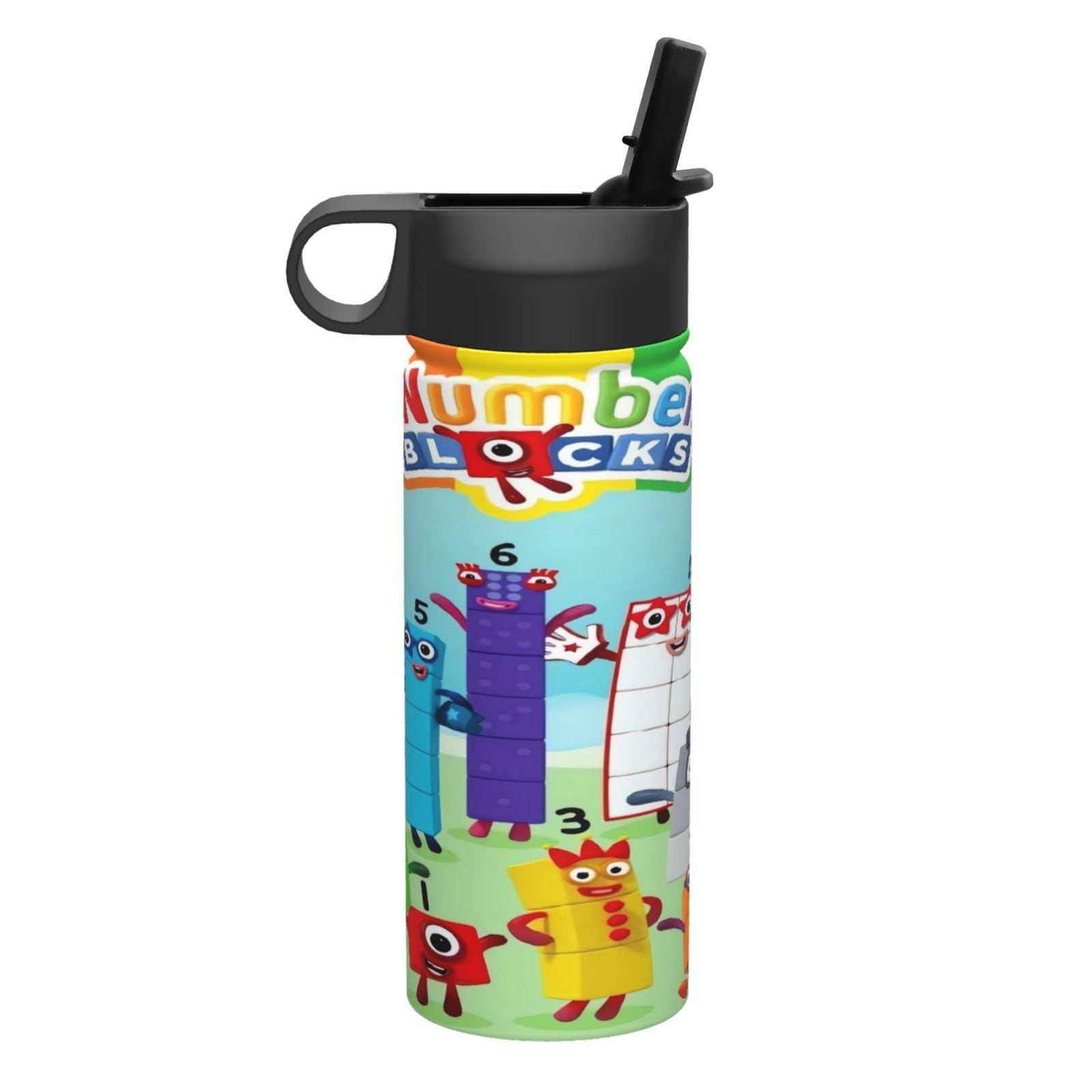 Numberblocks Kids Insulated Water Bottle With Straw - 18 Oz Stainless ...