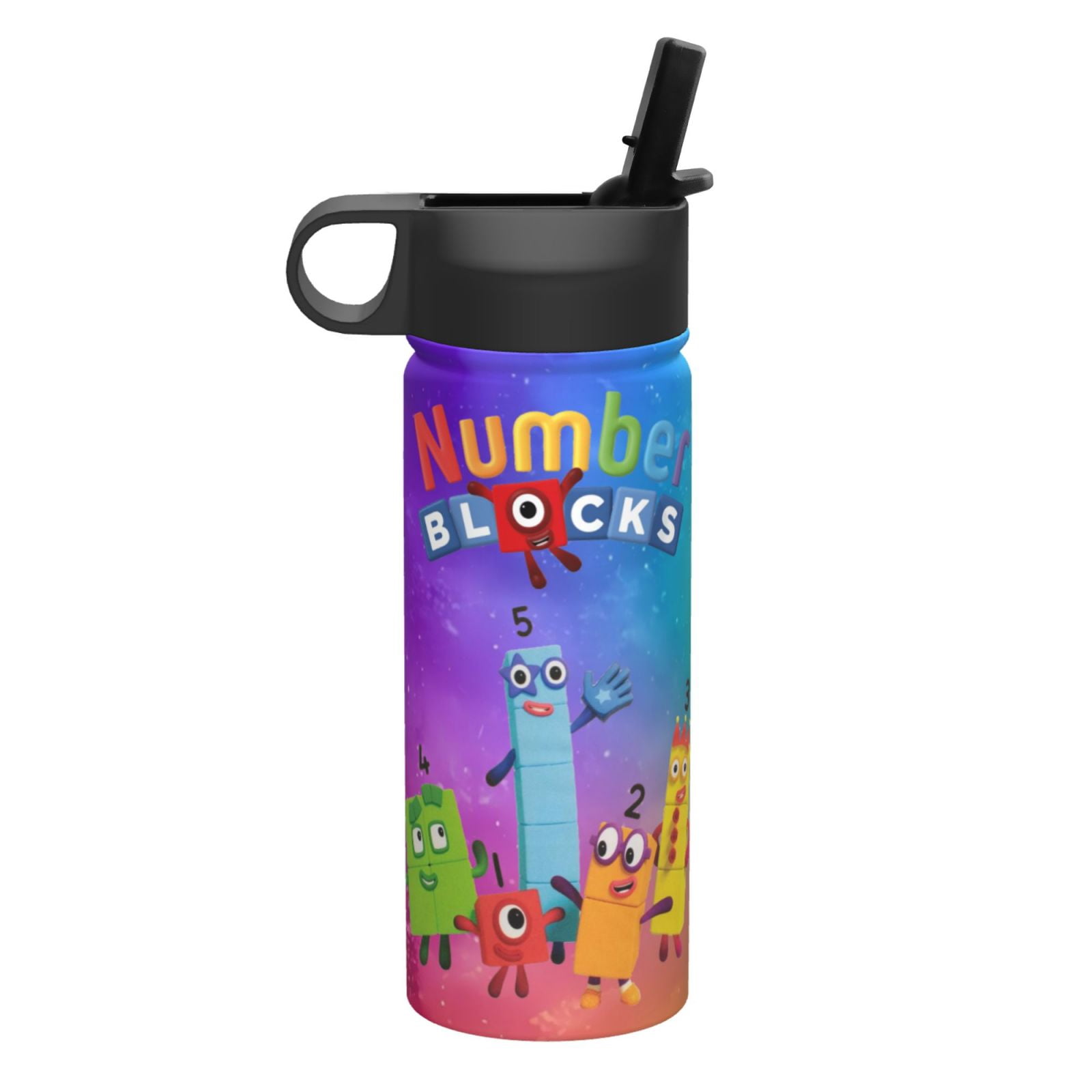 Numberblocks Kids Insulated Water Bottle With Straw - 18 Oz Stainless ...