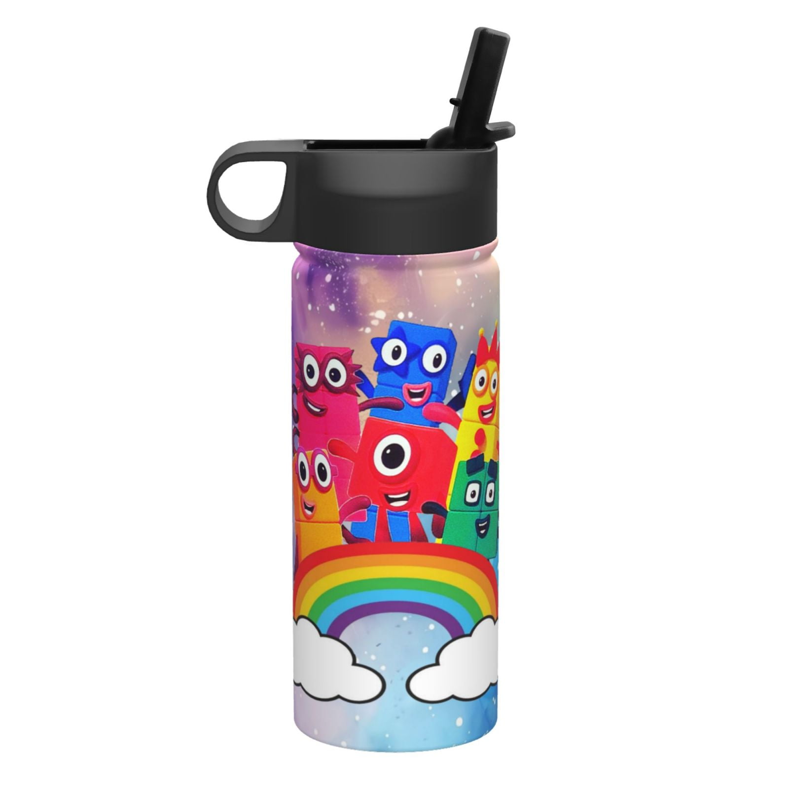 Numberblocks Kids Insulated Water Bottle With Straw - 18 Oz Stainless ...