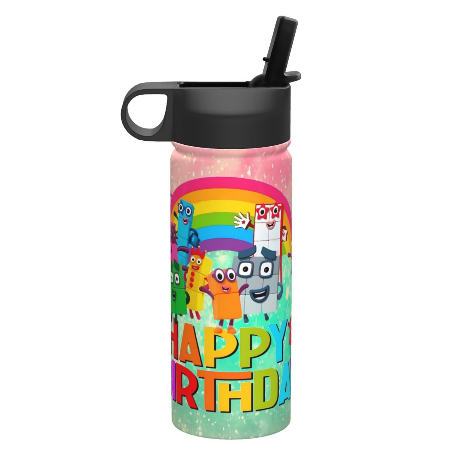 Numberblocks Kids Insulated Water Bottle With Straw - 18 Oz Stainless ...