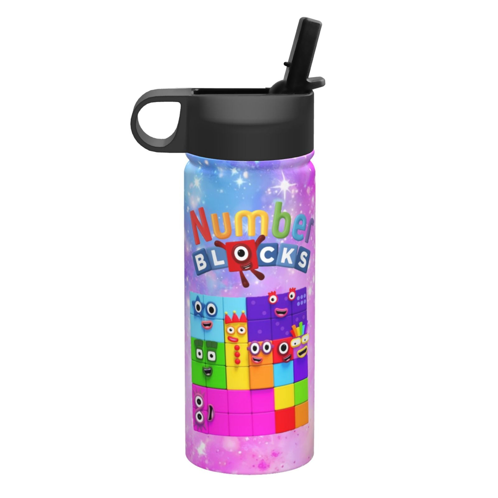 Numberblocks Kids Insulated Water Bottle With Straw - 18 Oz Stainless ...