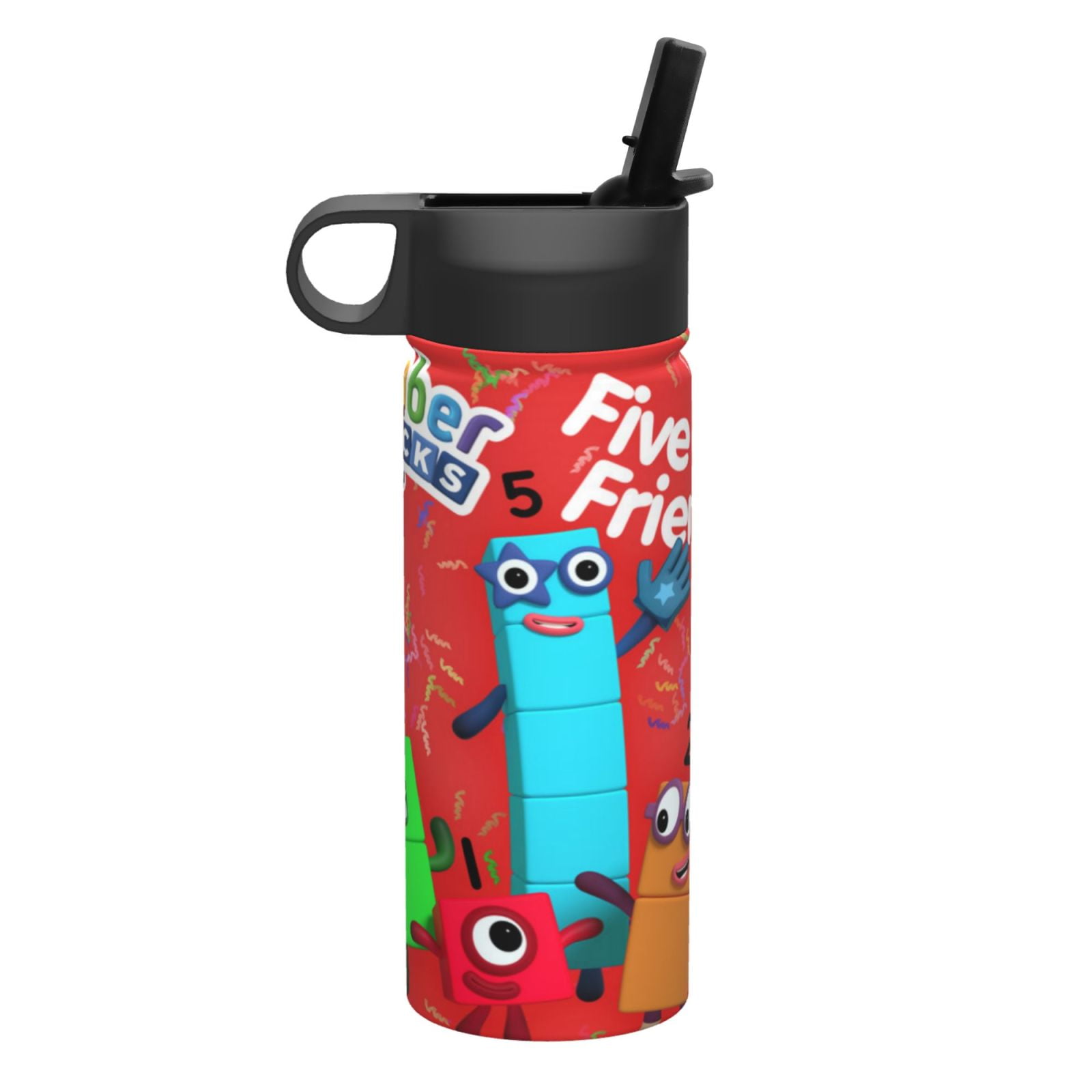 Numberblocks Kids Insulated Water Bottle With Straw - 18 Oz Stainless ...