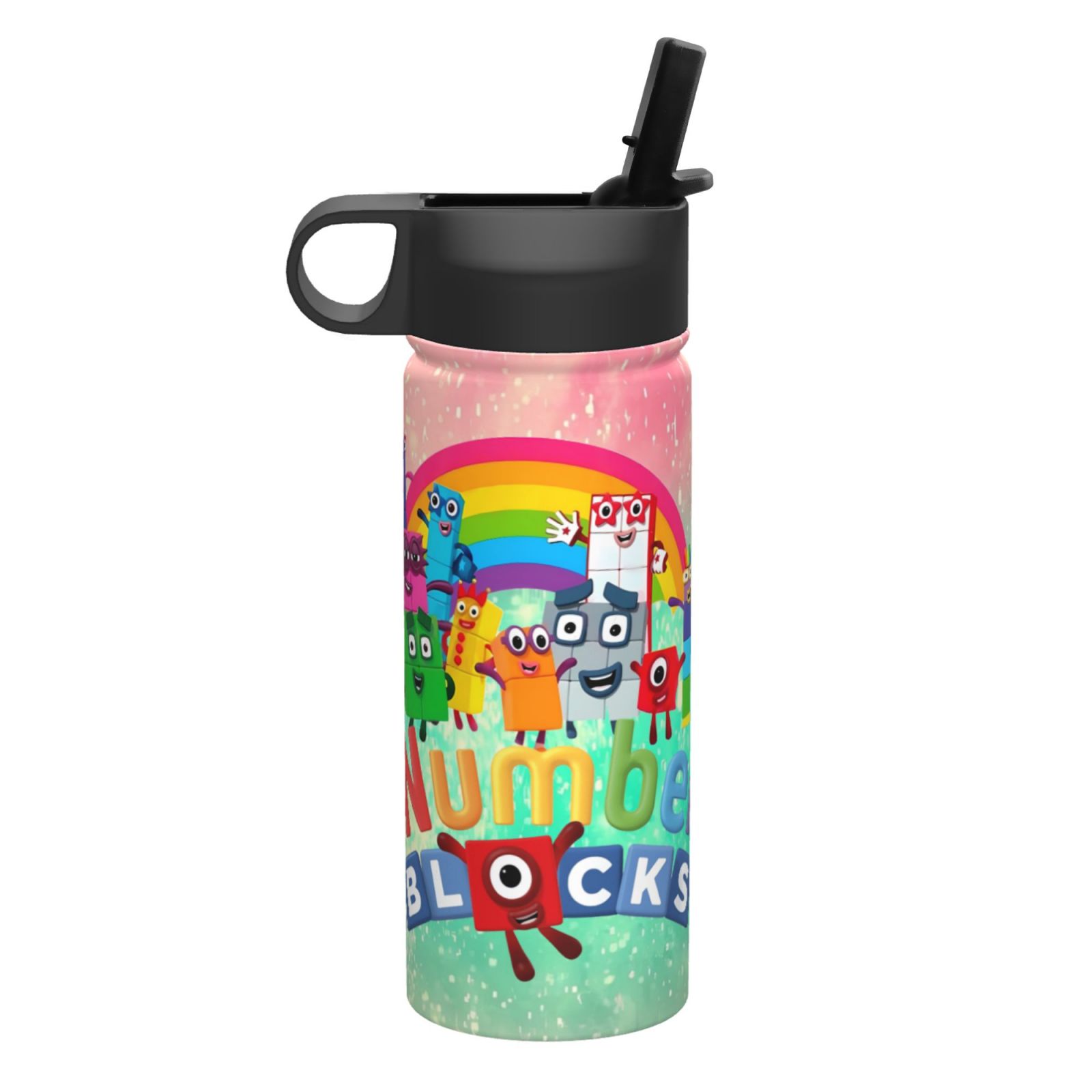 Numberblocks Kids Insulated Water Bottle With Straw - 18 Oz Stainless ...
