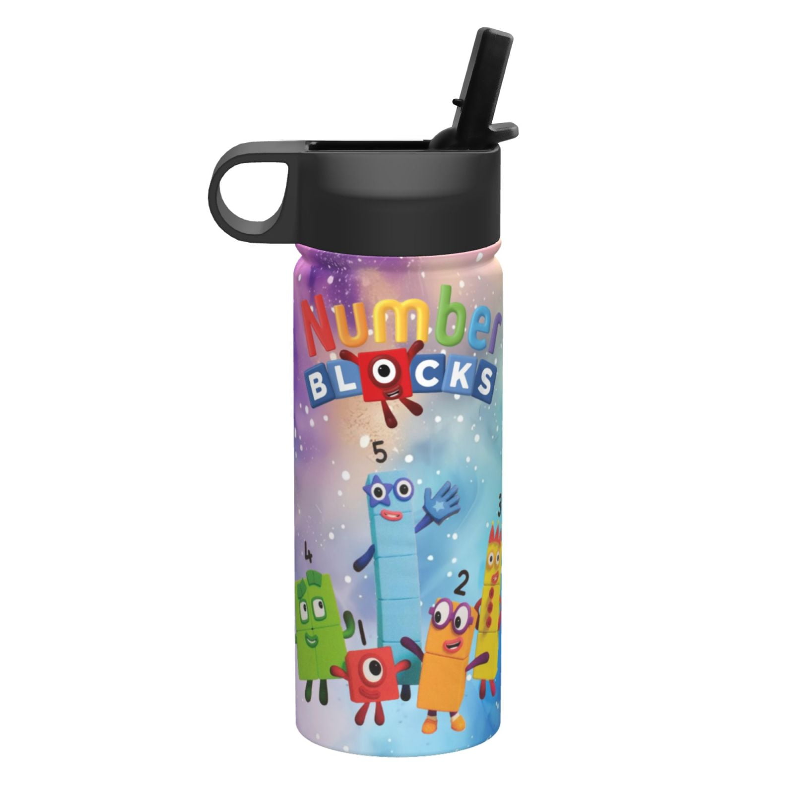 Numberblocks Kids Insulated Water Bottle With Straw - 18 Oz Stainless ...