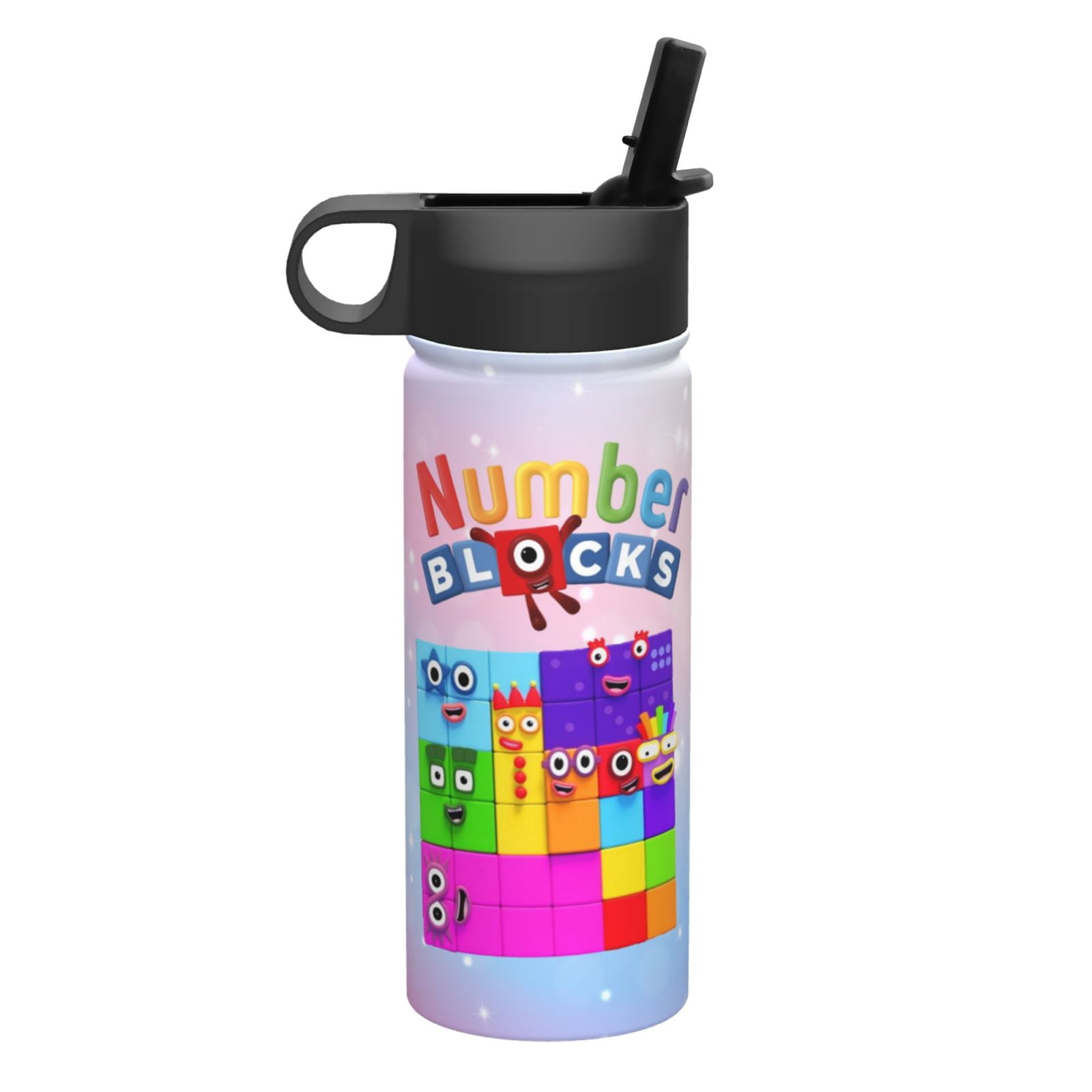 Numberblocks Kids Insulated Water Bottle With Straw - 18 Oz Stainless ...