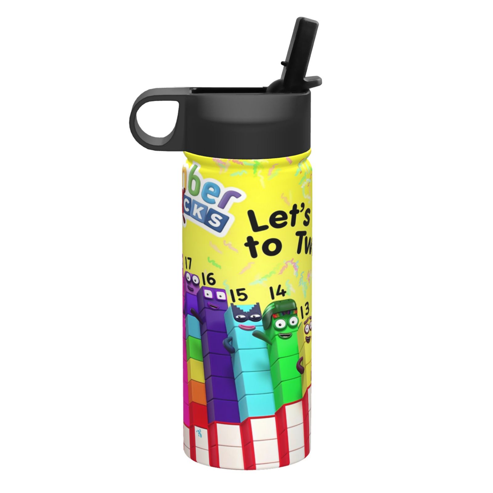 Numberblocks Kids Insulated Water Bottle With Straw - 18 Oz Stainless ...