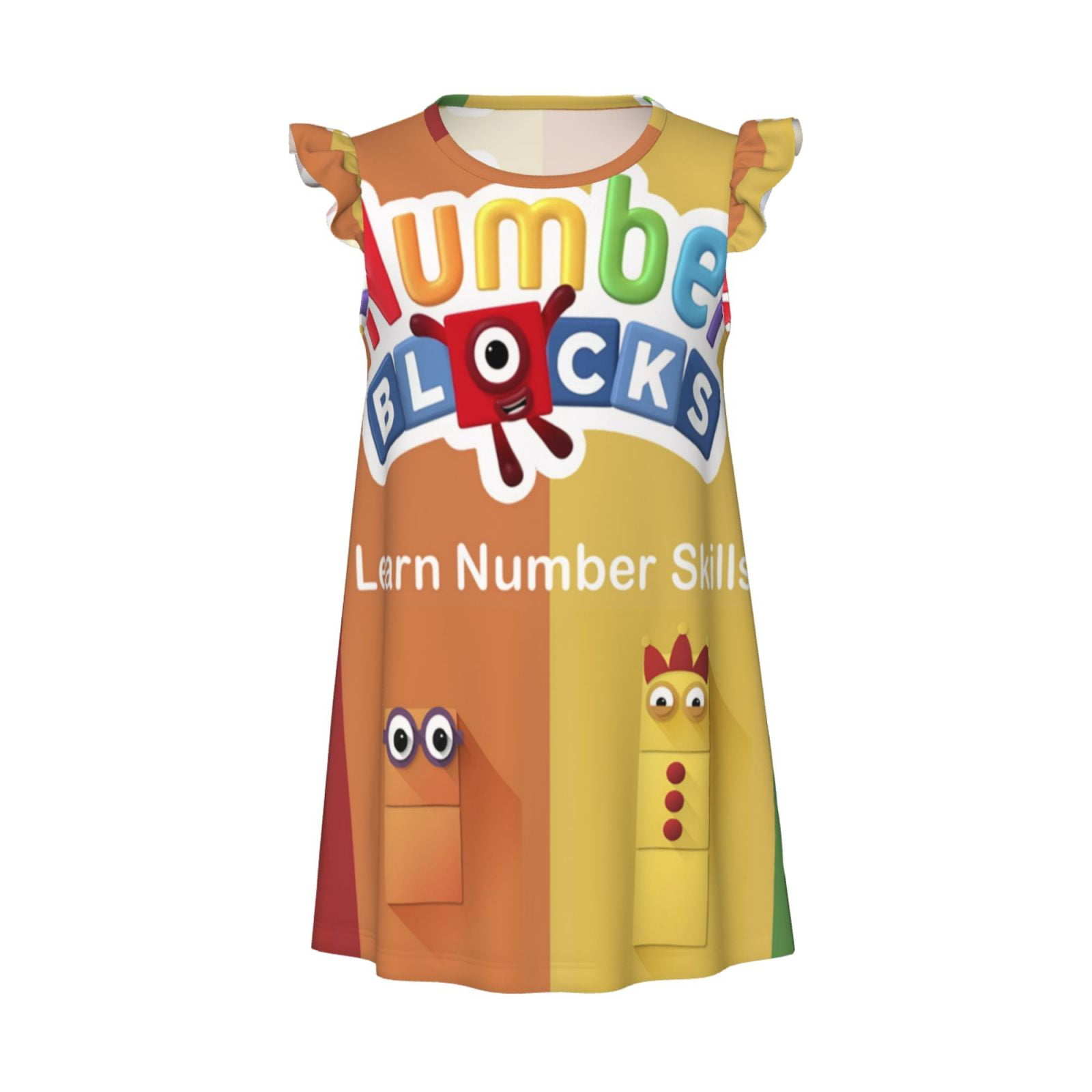 Numberblocks Little Girls Nightgowns Soft Flutter Sleeve Night Dress ...