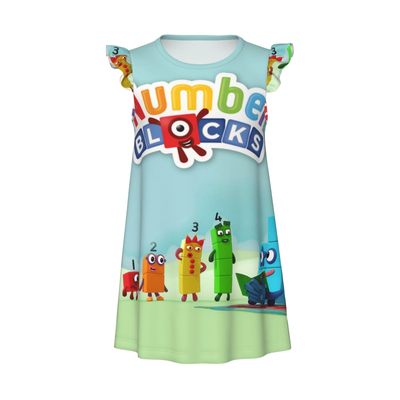 Numberblocks Little Girls Nightgowns Soft Flutter Sleeve Night Dress ...