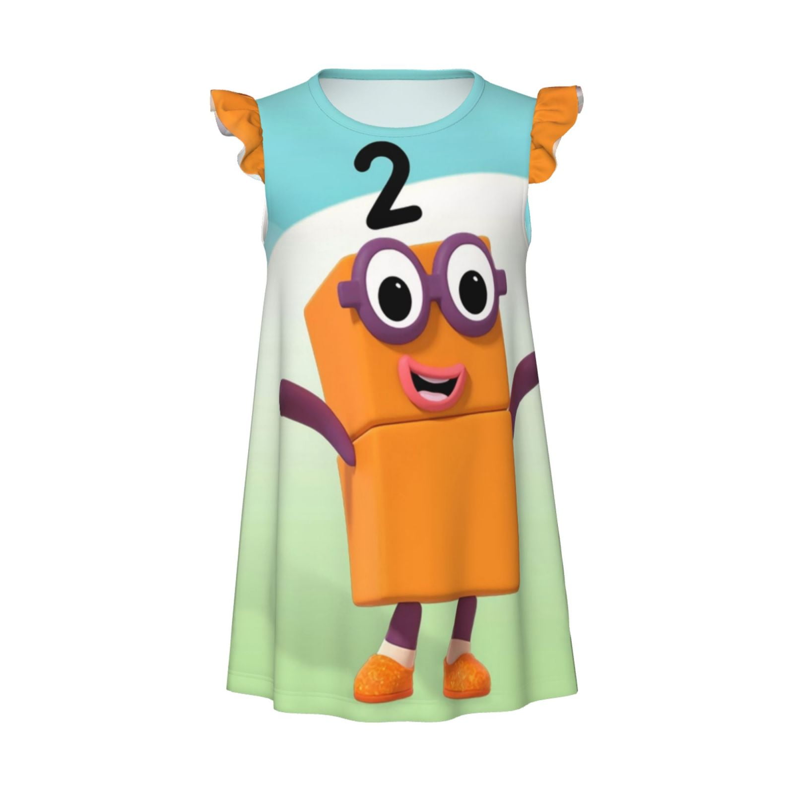 Numberblocks Little Girls Nightgowns Soft Flutter Sleeve Night Dress ...