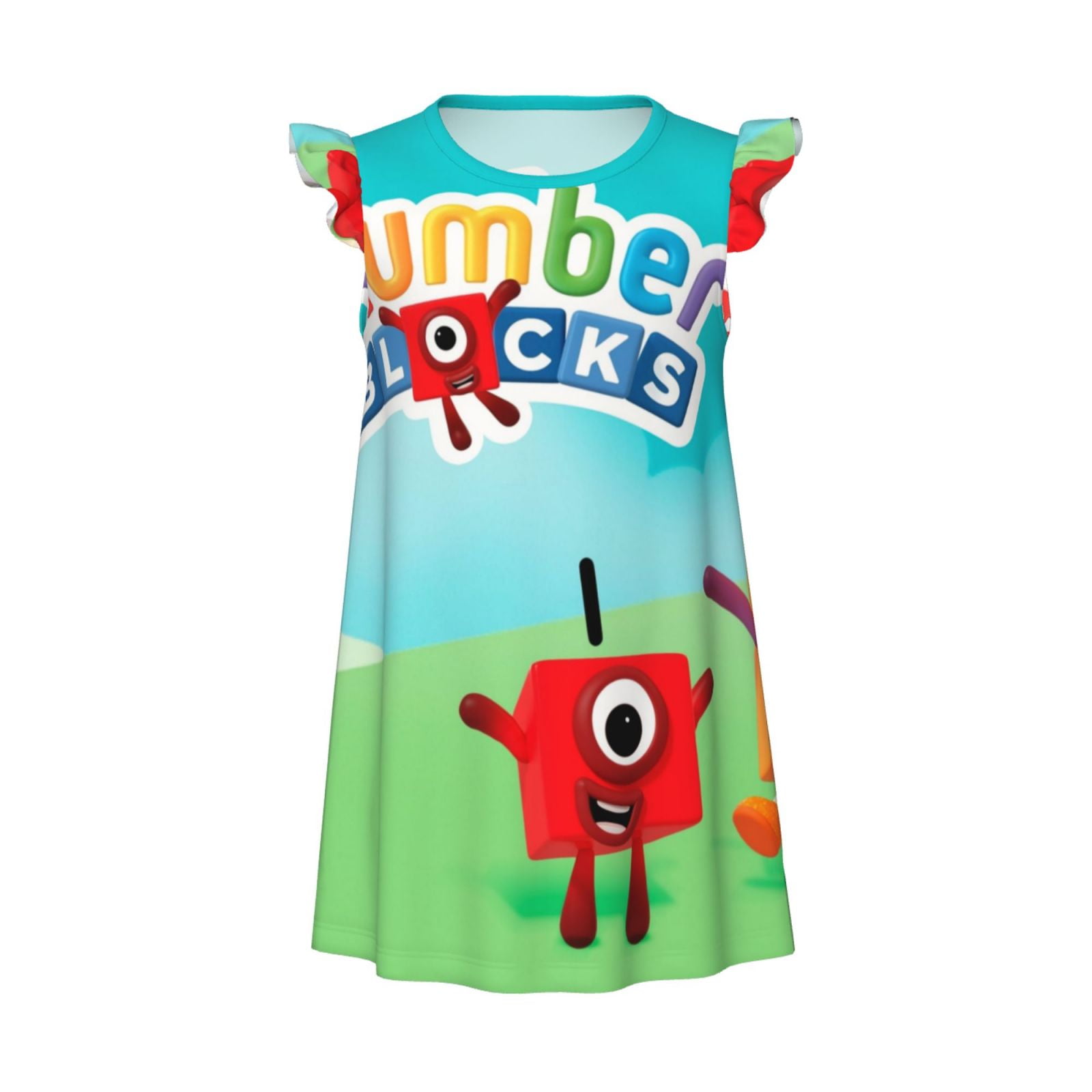 Numberblocks Little Girls Nightgowns Soft Flutter Sleeve Night Dress ...