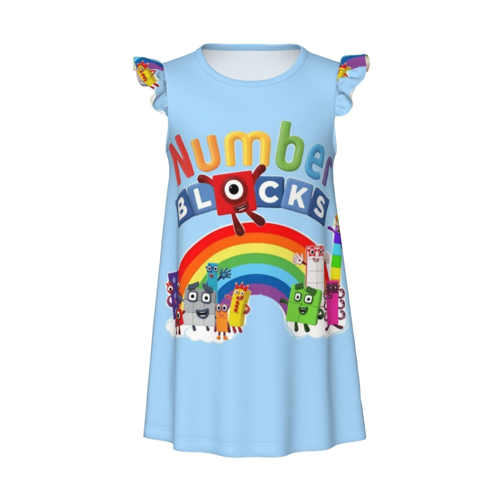 Numberblocks Little Girls Nightgowns Soft Flutter Sleeve Night Dress ...