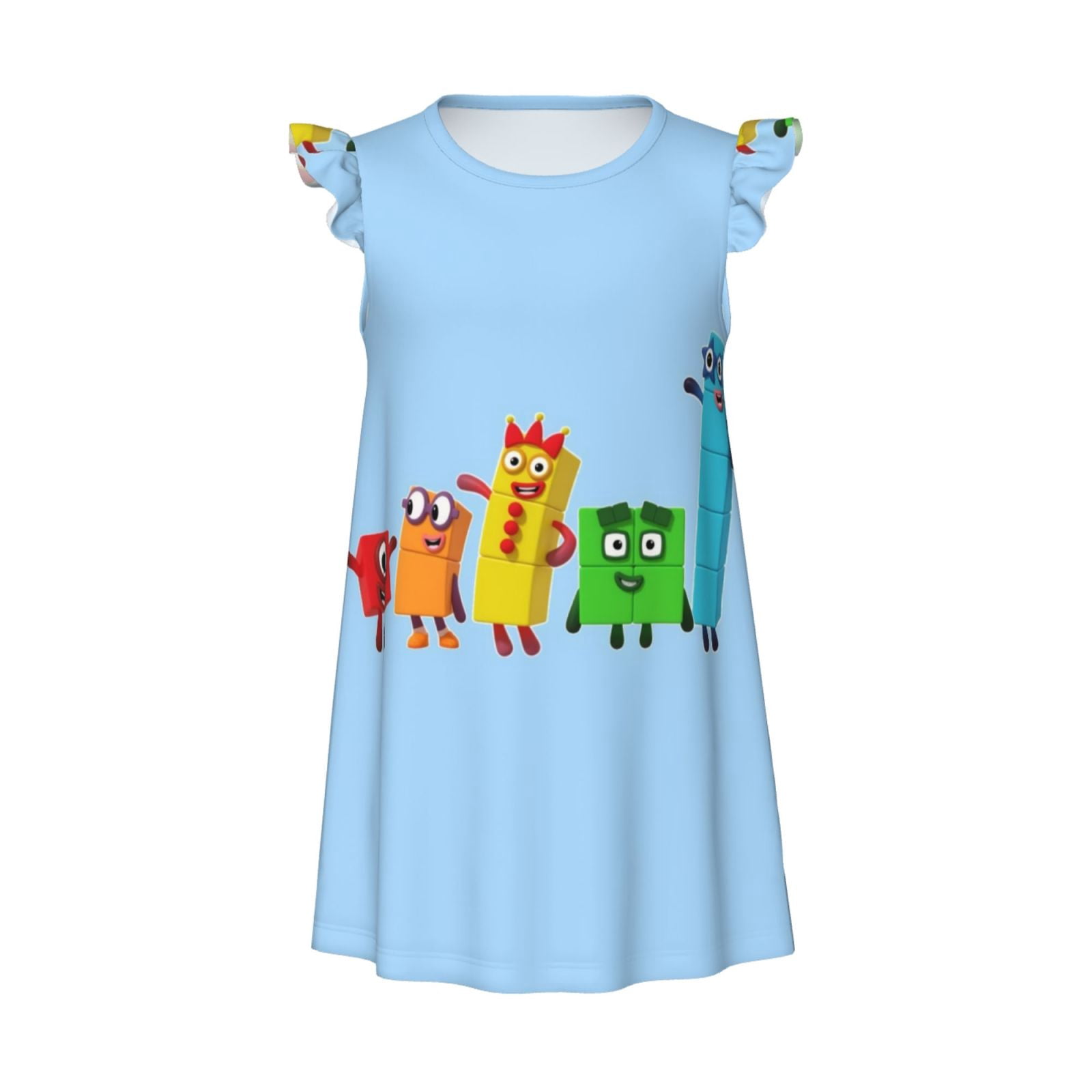 Numberblocks Little Girls Nightgowns Soft Flutter Sleeve Night Dress ...