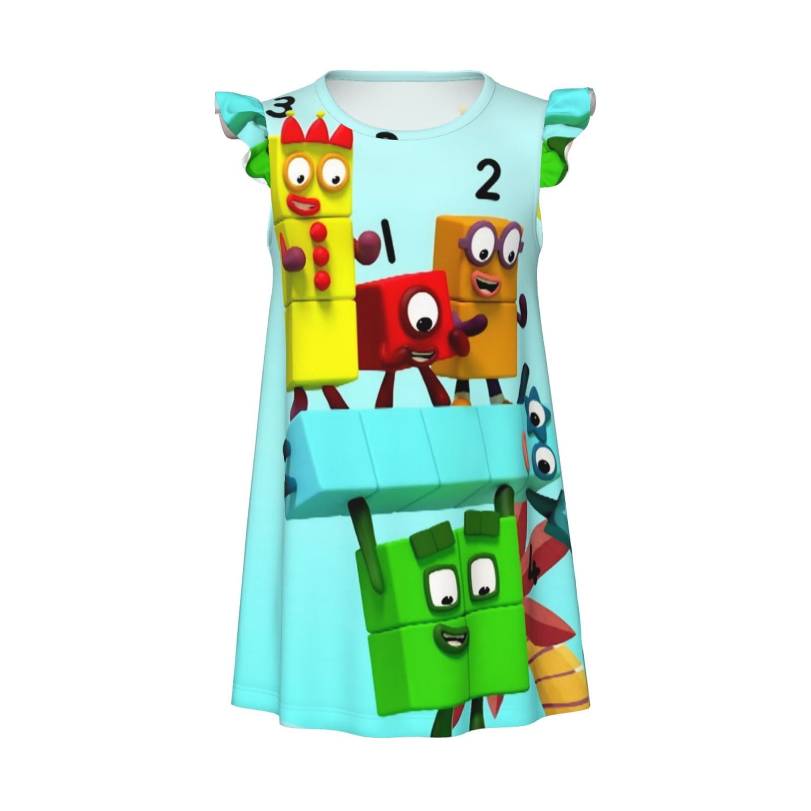 Numberblocks Little Girls Nightgowns Soft Flutter Sleeve Night Dress ...