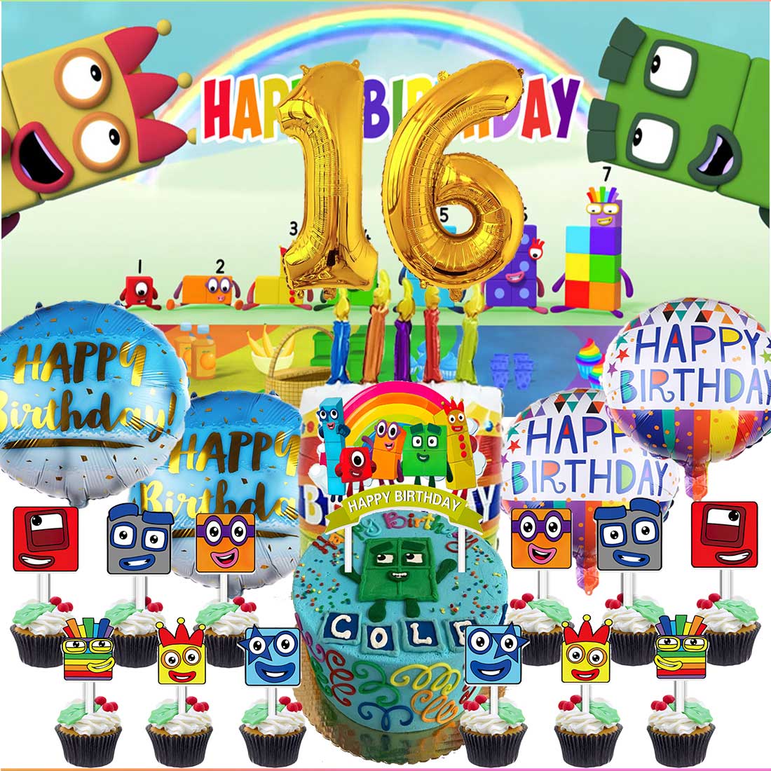 Numberblocks Party Supplies Decor 16th Kit Balloons Birthday Cake ...