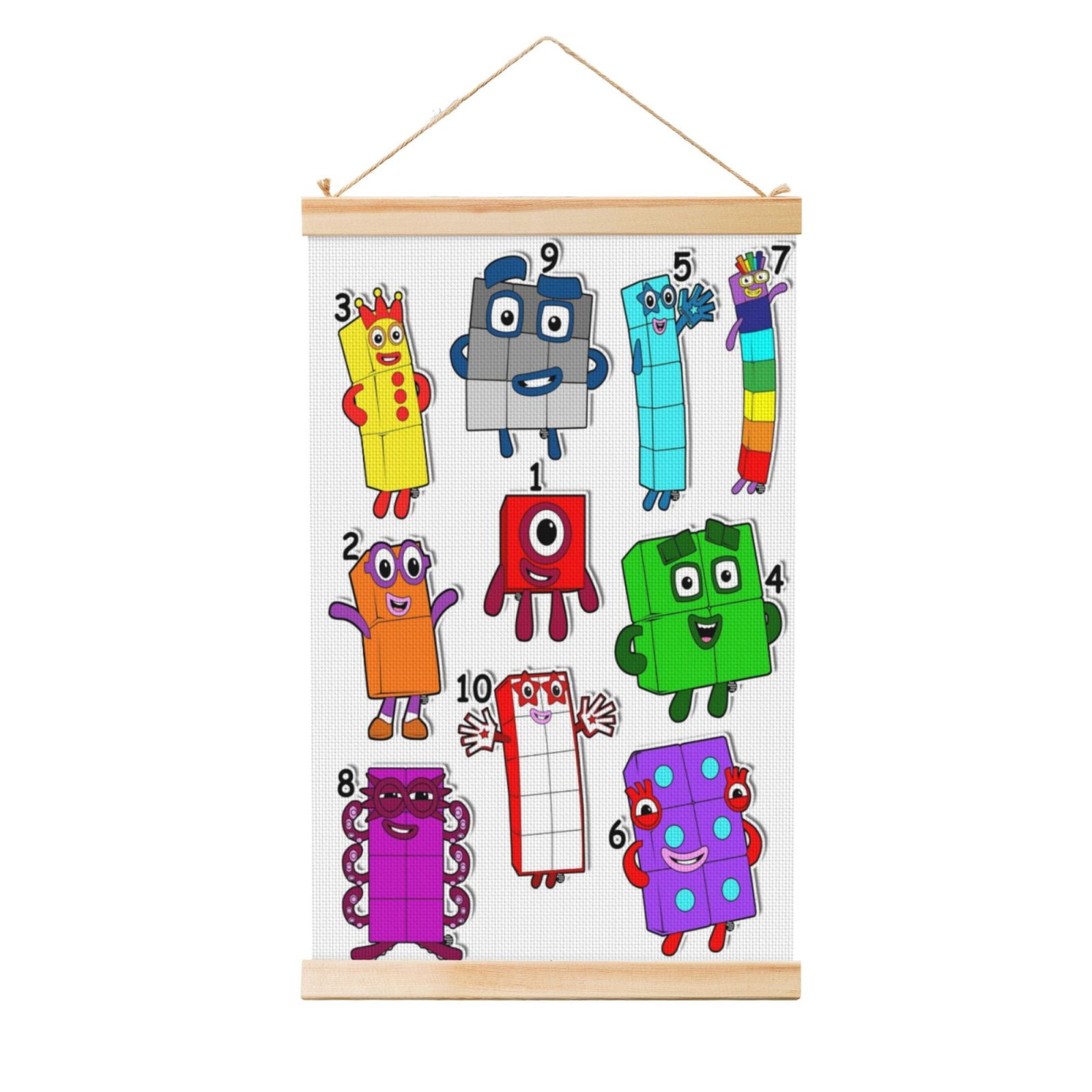 Numberblocks Poster Aesthetic Canvas Wooden Shaft Wall Art Hanging ...