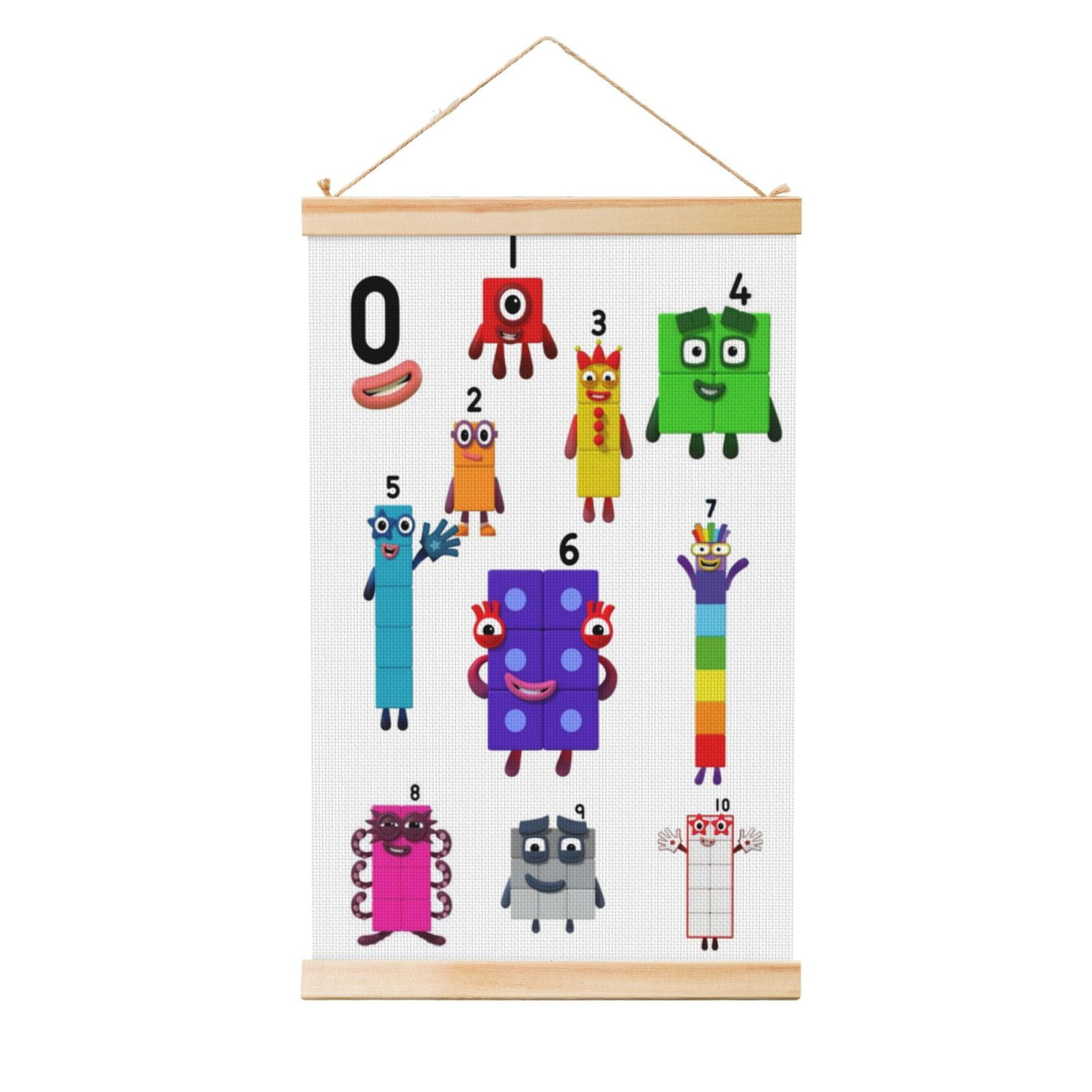 Numberblocks Poster Aesthetic Canvas Wooden Shaft Wall Art Hanging ...