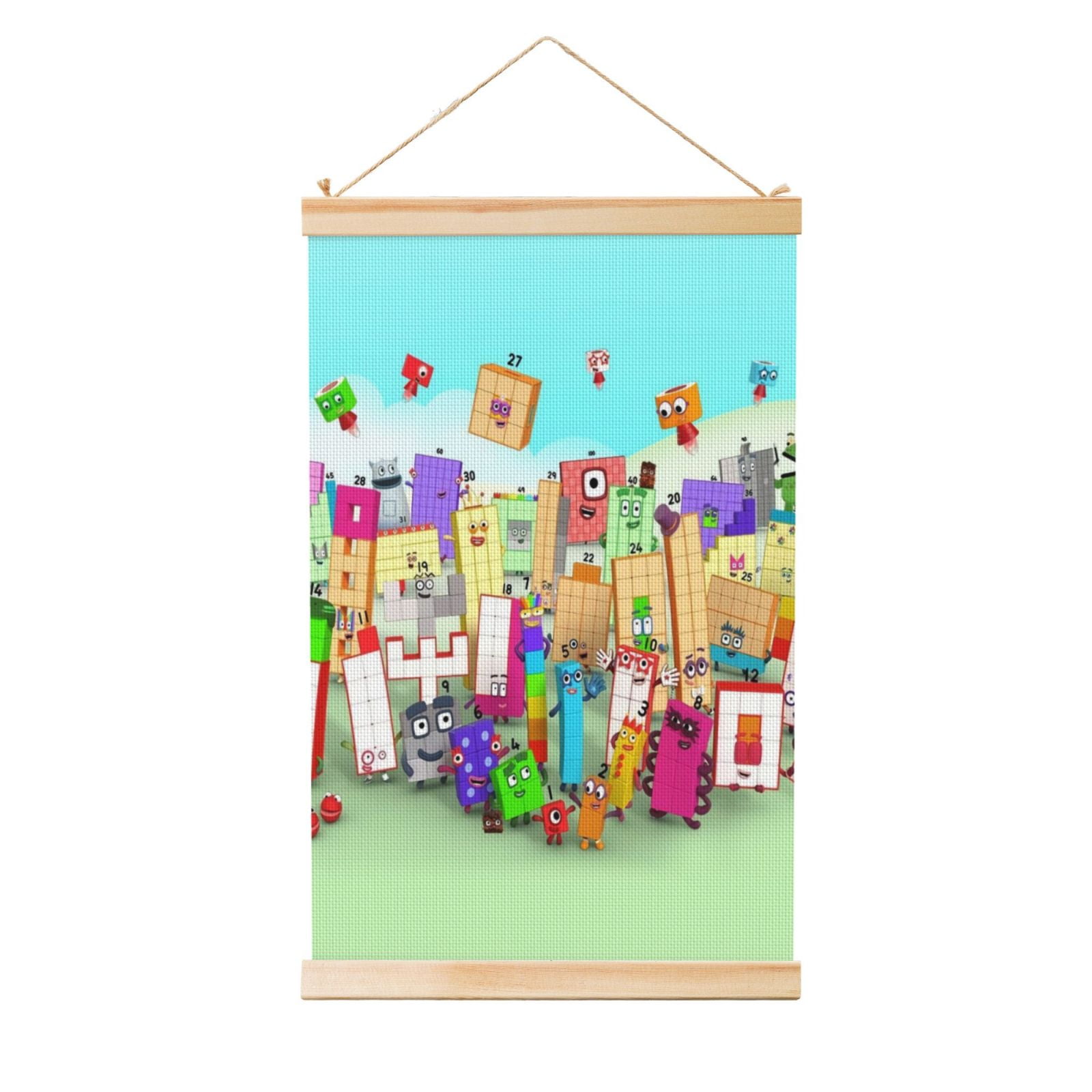 Numberblocks Poster Aesthetic Canvas Wooden Shaft Wall Art Hanging ...