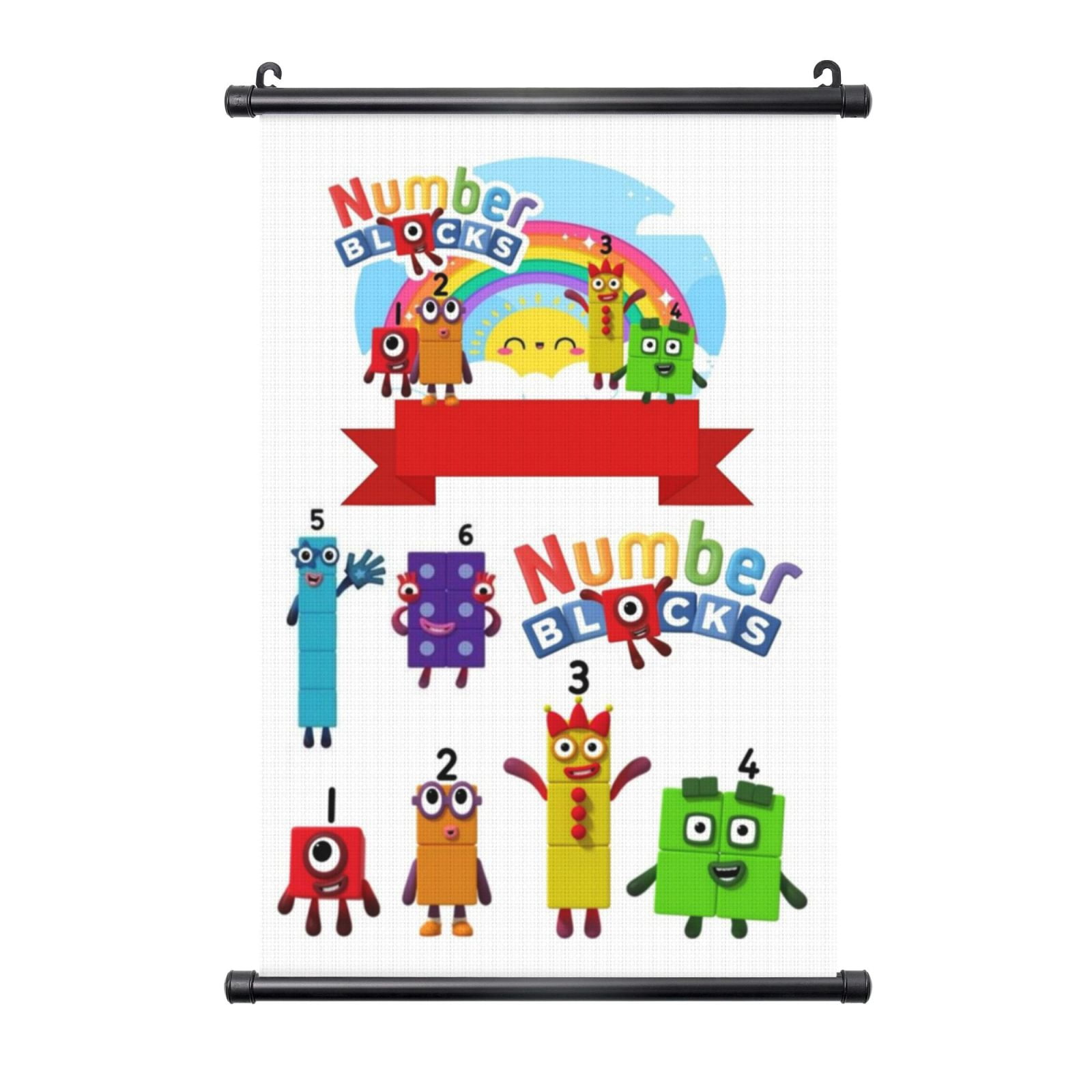 Numberblocks Poster Black Plastic Shaft Hanging Posters Wall Hanging ...