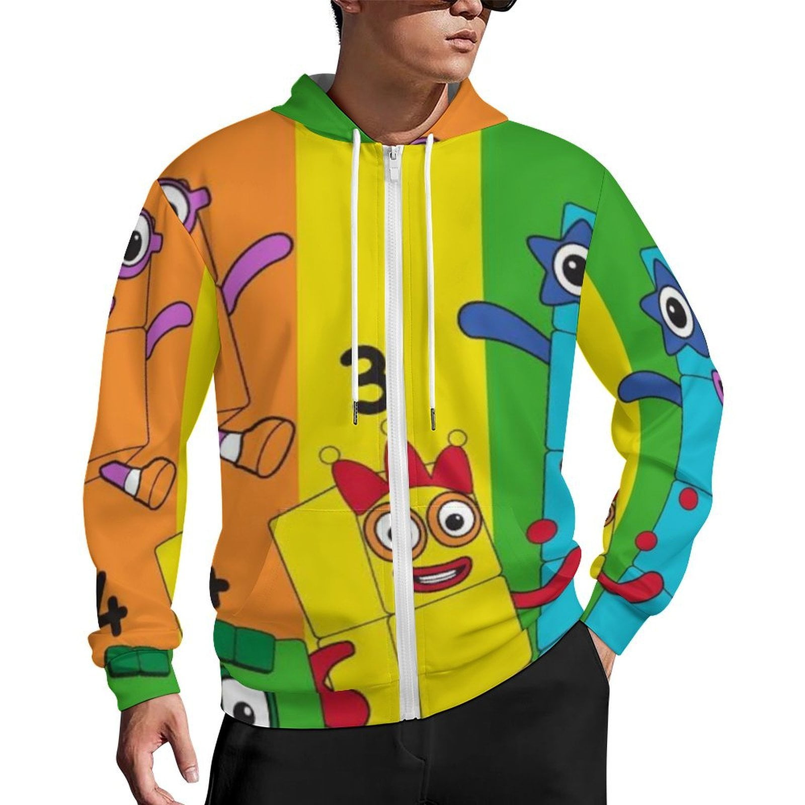 Numberblocks Pullover Zip-up Hoodie Loose-fit Sweatshirt Casual Hooded ...