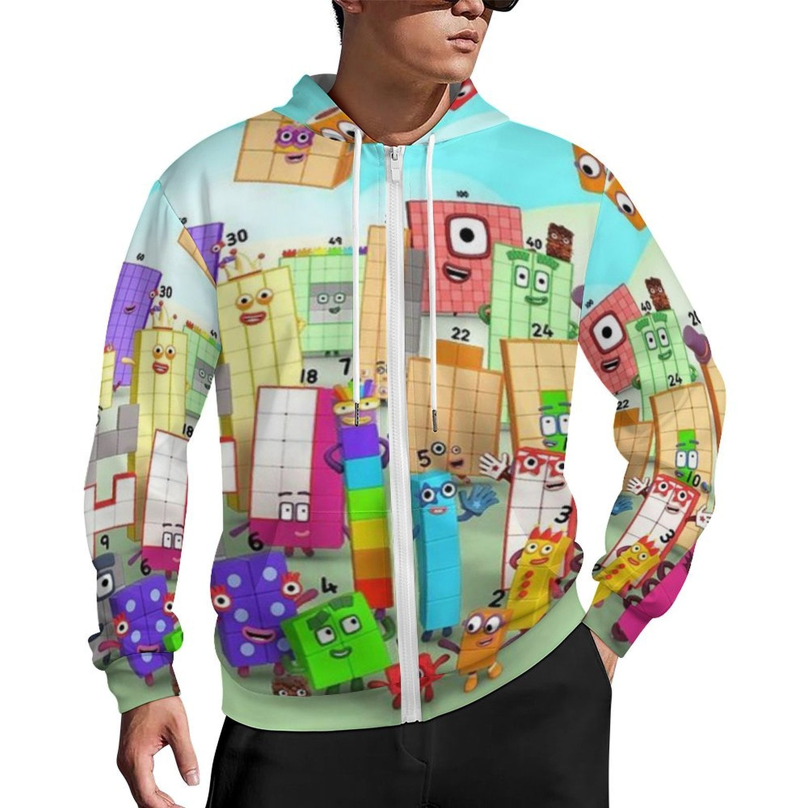 Numberblocks Pullover Zip-up Hoodie Loose-fit Sweatshirt Casual Hooded ...