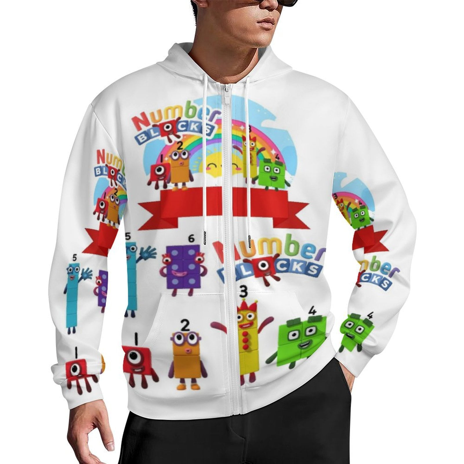 Numberblocks Pullover Zip-up Hoodie Loose-fit Sweatshirt Casual Hooded ...