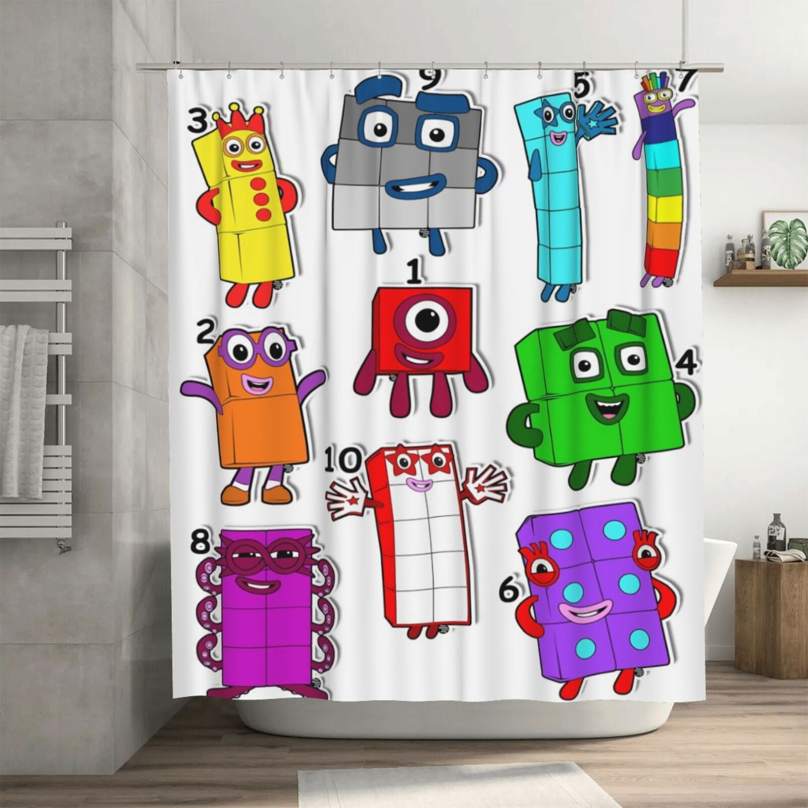 Numberblocks Shower Curtain Funny Washable Waterproof Fabric Cartoon ...