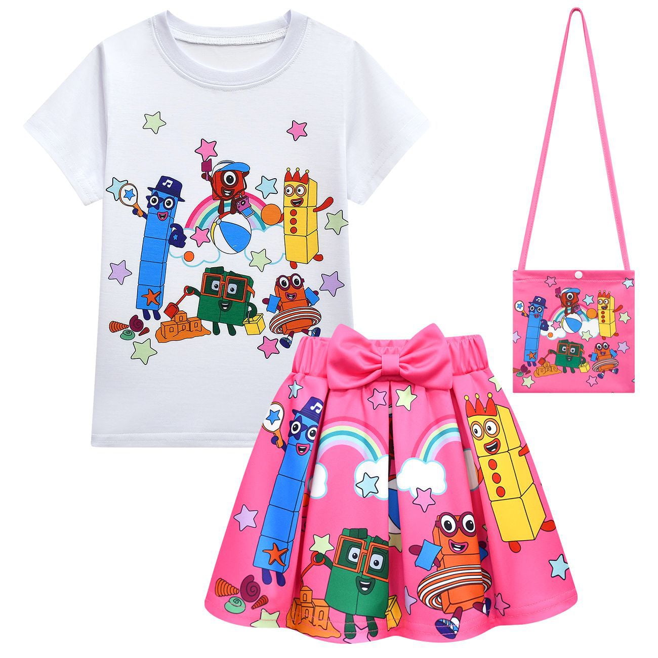 Numberblocks Skirt Set Graphic Top and Cute Skirt Kids Cartoon Dress ...