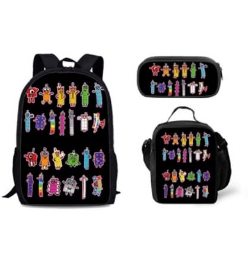 Numberblocks Student satchel cartoon backpack satchel pencil case three ...